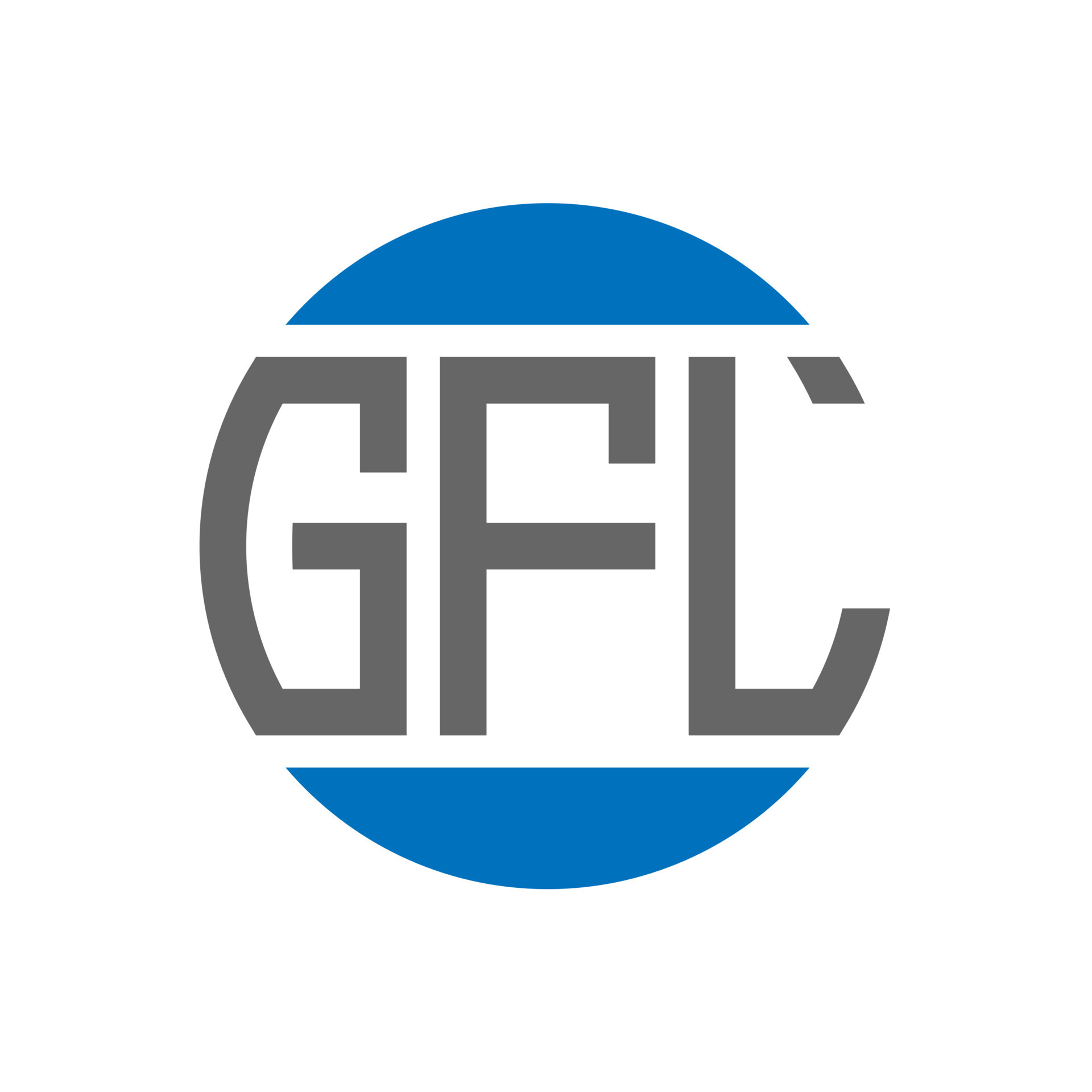 diseño de logotipo de letra gfl sobre fondo blanco. Concepto de logotipo de círculo de iniciales ...