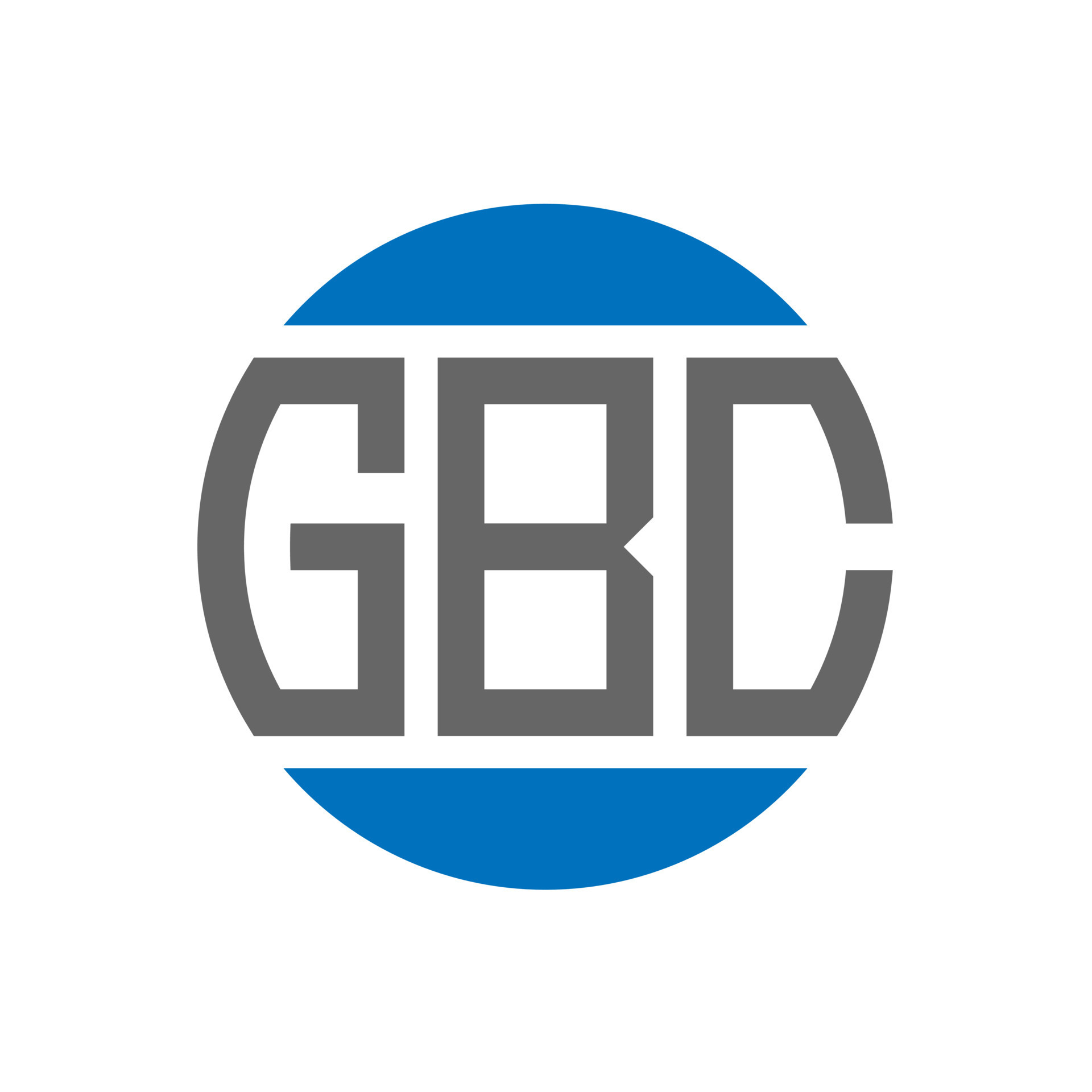 diseño de logotipo de letra gbc sobre fondo blanco. concepto de logotipo de círculo de iniciales ...