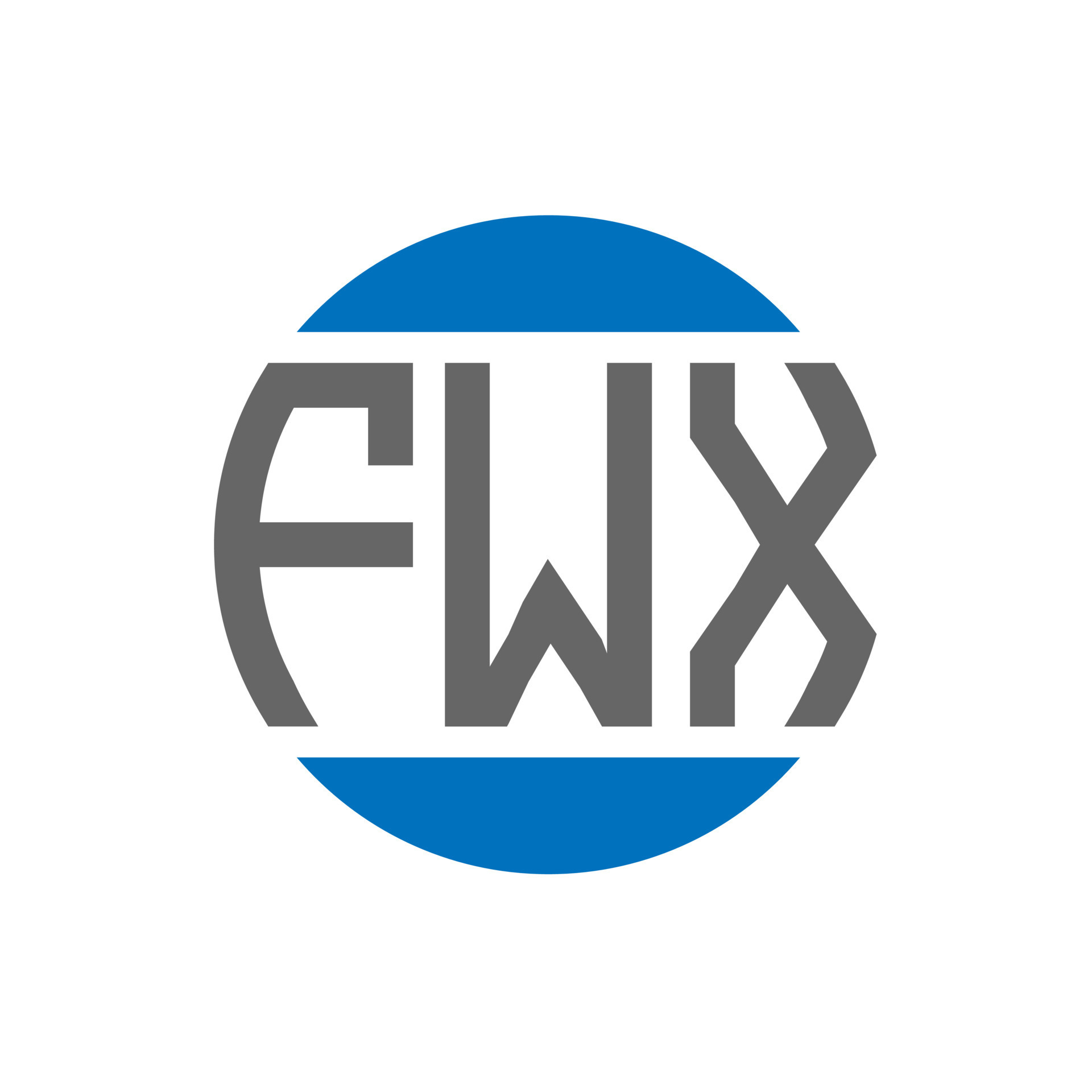 diseño de logotipo de letra fwx sobre fondo blanco. concepto de logotipo de círculo de iniciales ...