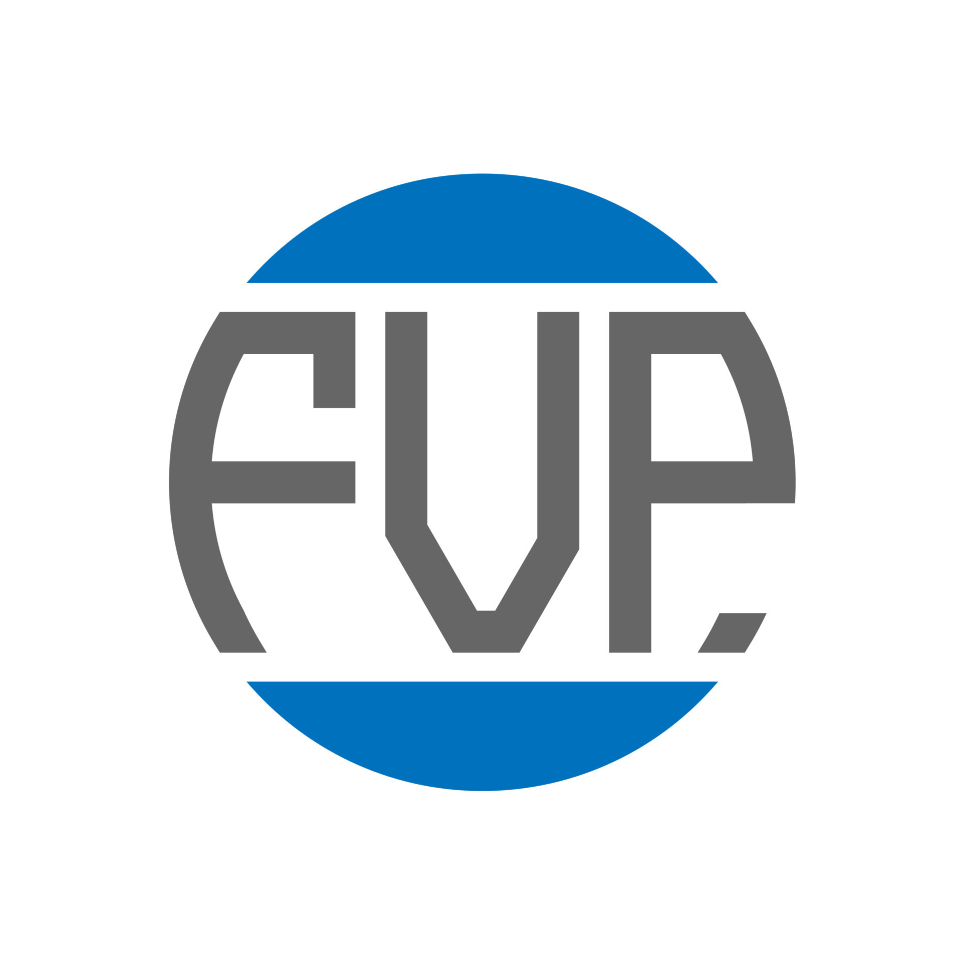 diseño de logotipo de letra fvp sobre fondo blanco. concepto de logotipo de círculo de iniciales ...