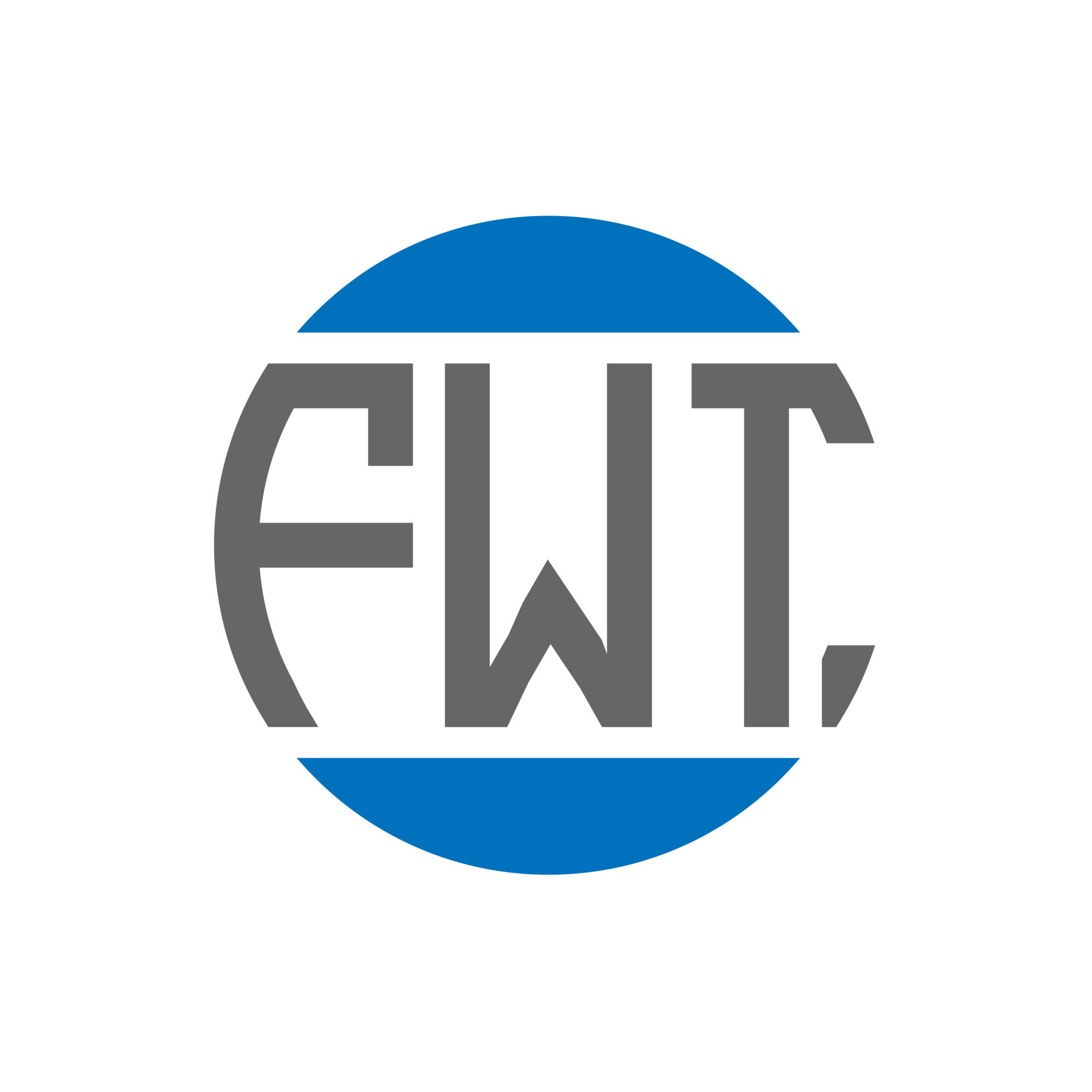 diseño de logotipo de letra fwt sobre fondo blanco. concepto de logotipo de círculo de iniciales ...