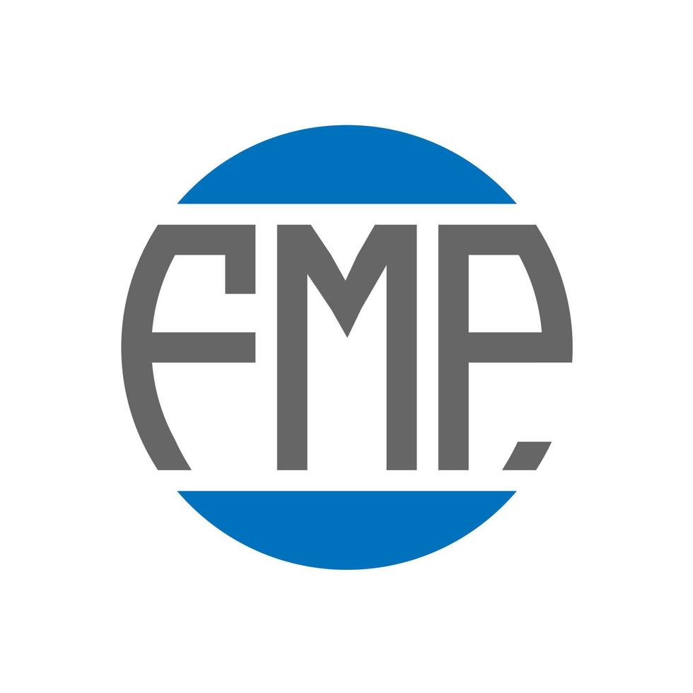 diseño de logotipo de letra fmp sobre fondo blanco. concepto de logotipo de círculo de iniciales ...