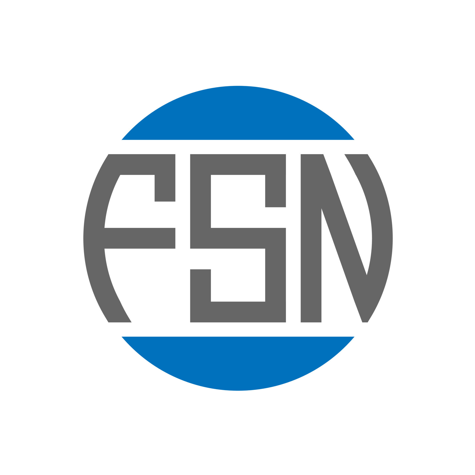 diseño de logotipo de letra fsn sobre fondo blanco. concepto de logotipo de círculo de iniciales ...