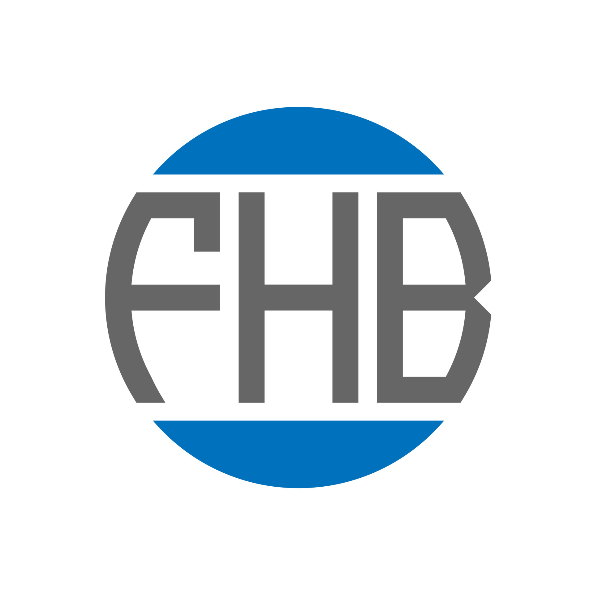 diseño de logotipo de letra fhb sobre fondo blanco. concepto de logotipo de círculo de iniciales ...