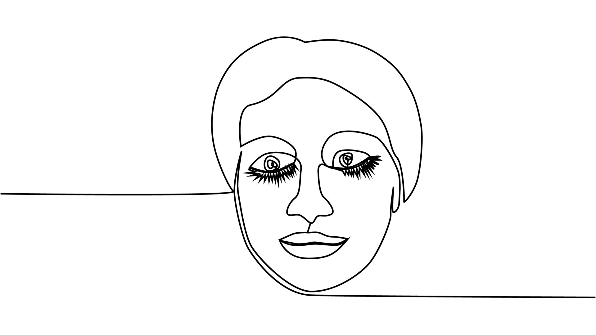 Woman Face With Flowers One Line Drawing Continuous Line Drawing Art