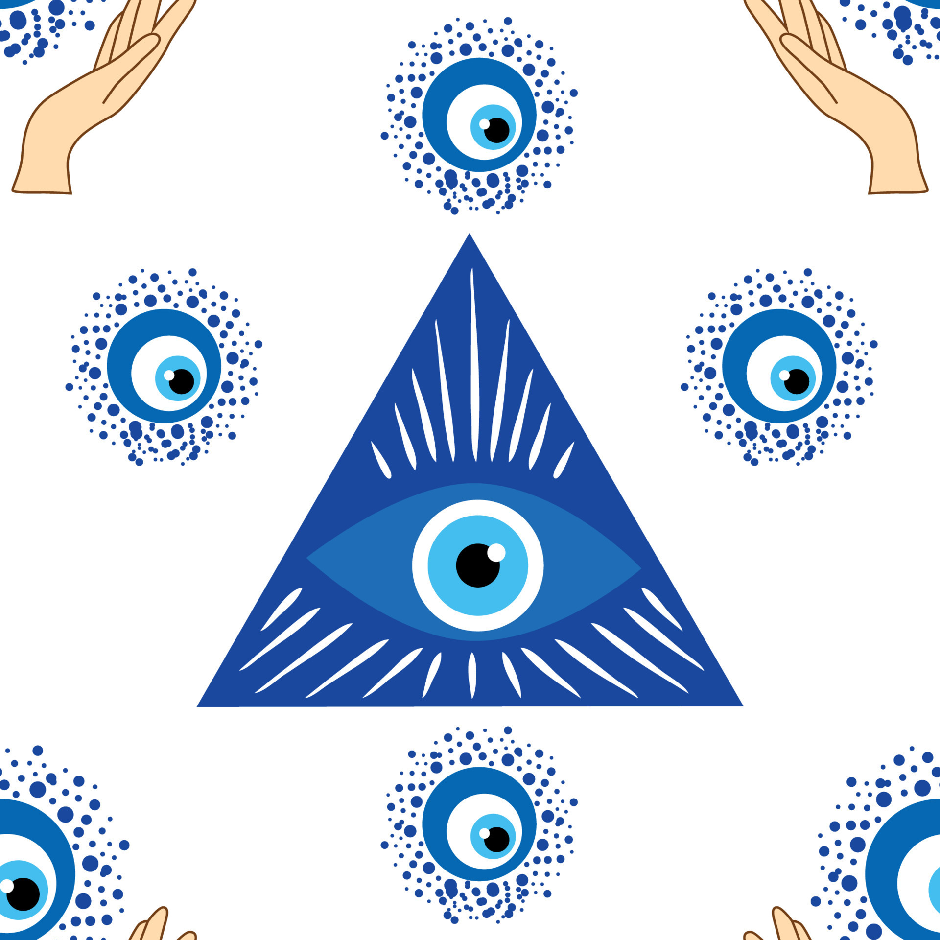 Evil Eye Seamless Pattern Magic Witchcraft Occult Symbol Line Art Collection Hamsa Eye