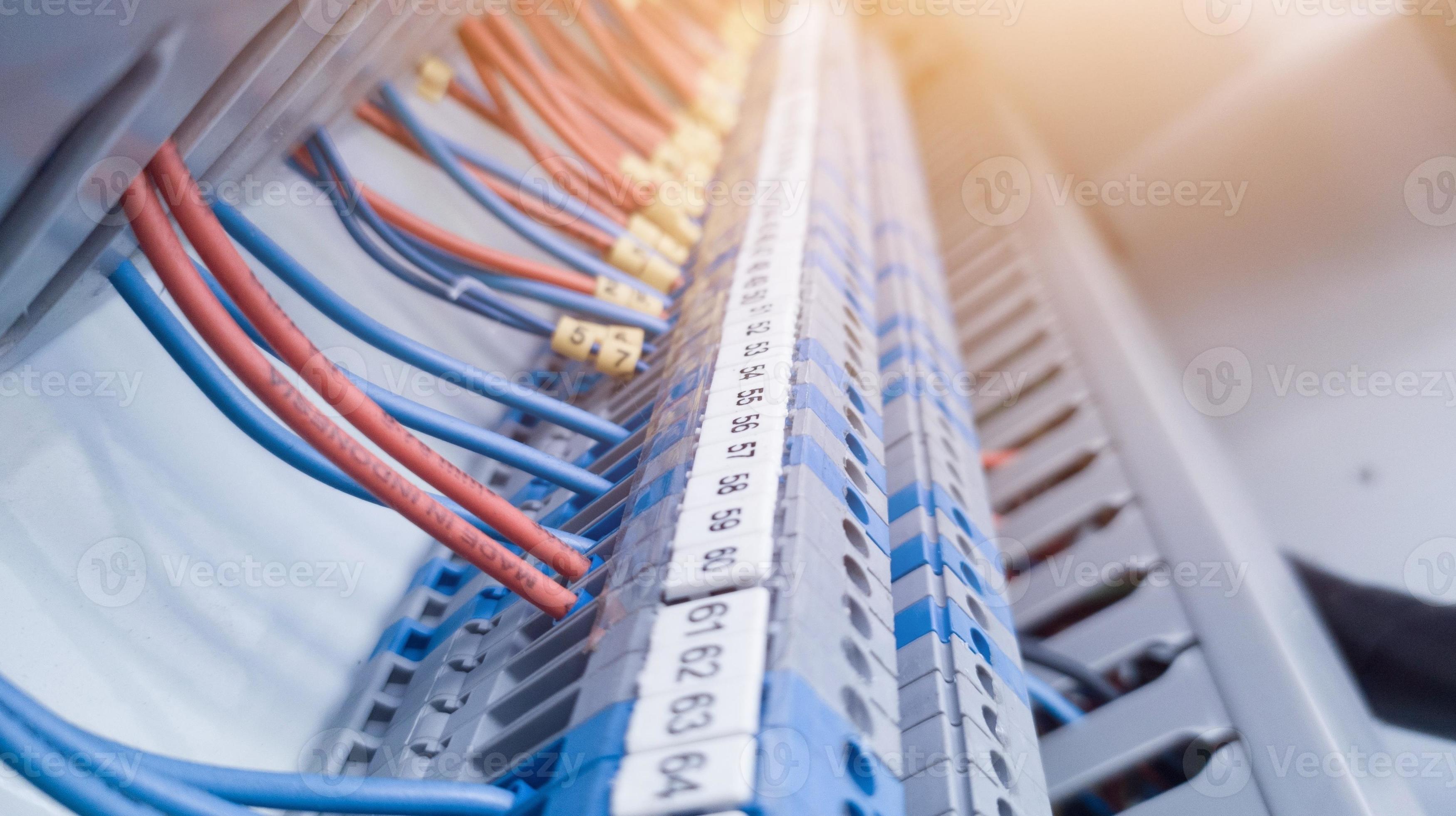 Terminal of control. Control panel assembly with wire and terminal box ...