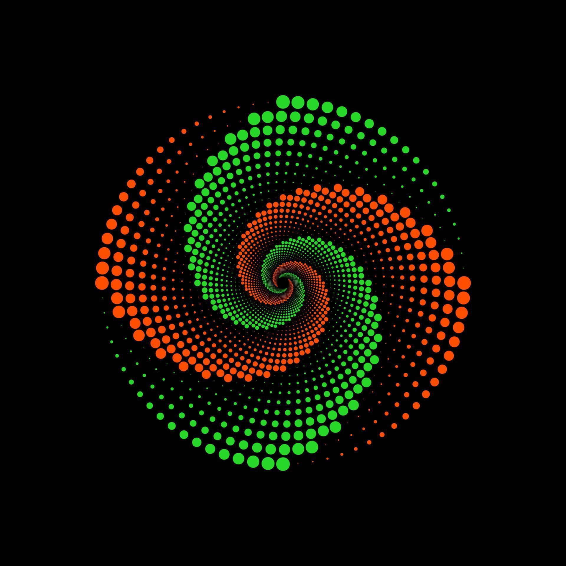 Green And Orange Dotted Spiral Vortex Vector Illustration 16070840