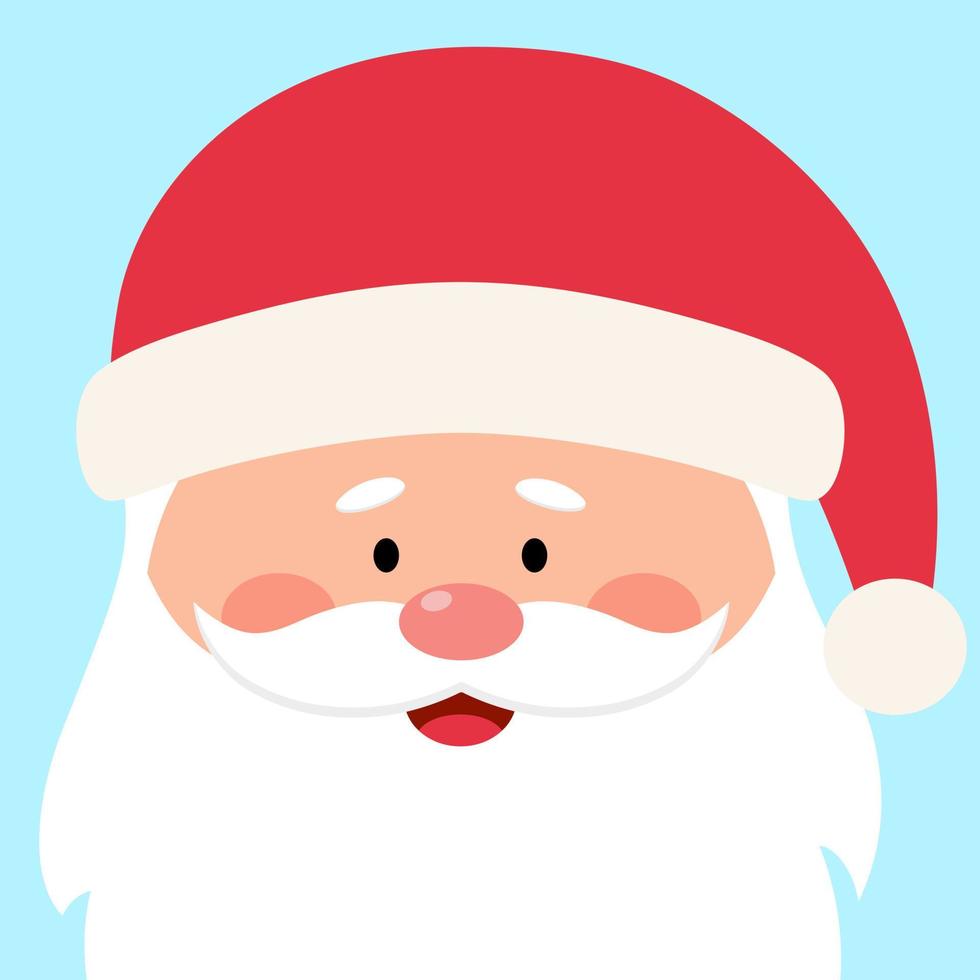Santa Claus face. Merry Christmas card. Cute cartoon kawaii funny ...