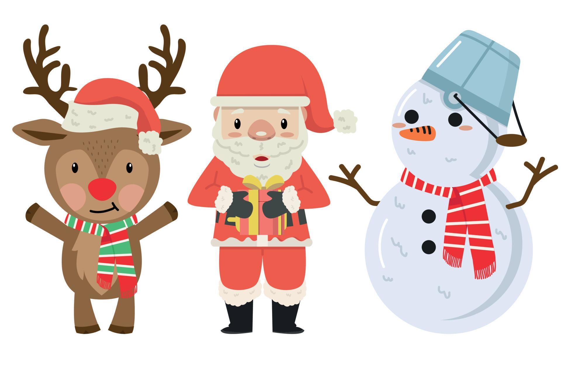 Merry Christmas. Santa Claus, Snowman and Reindeer 16071141 Vector Art ...