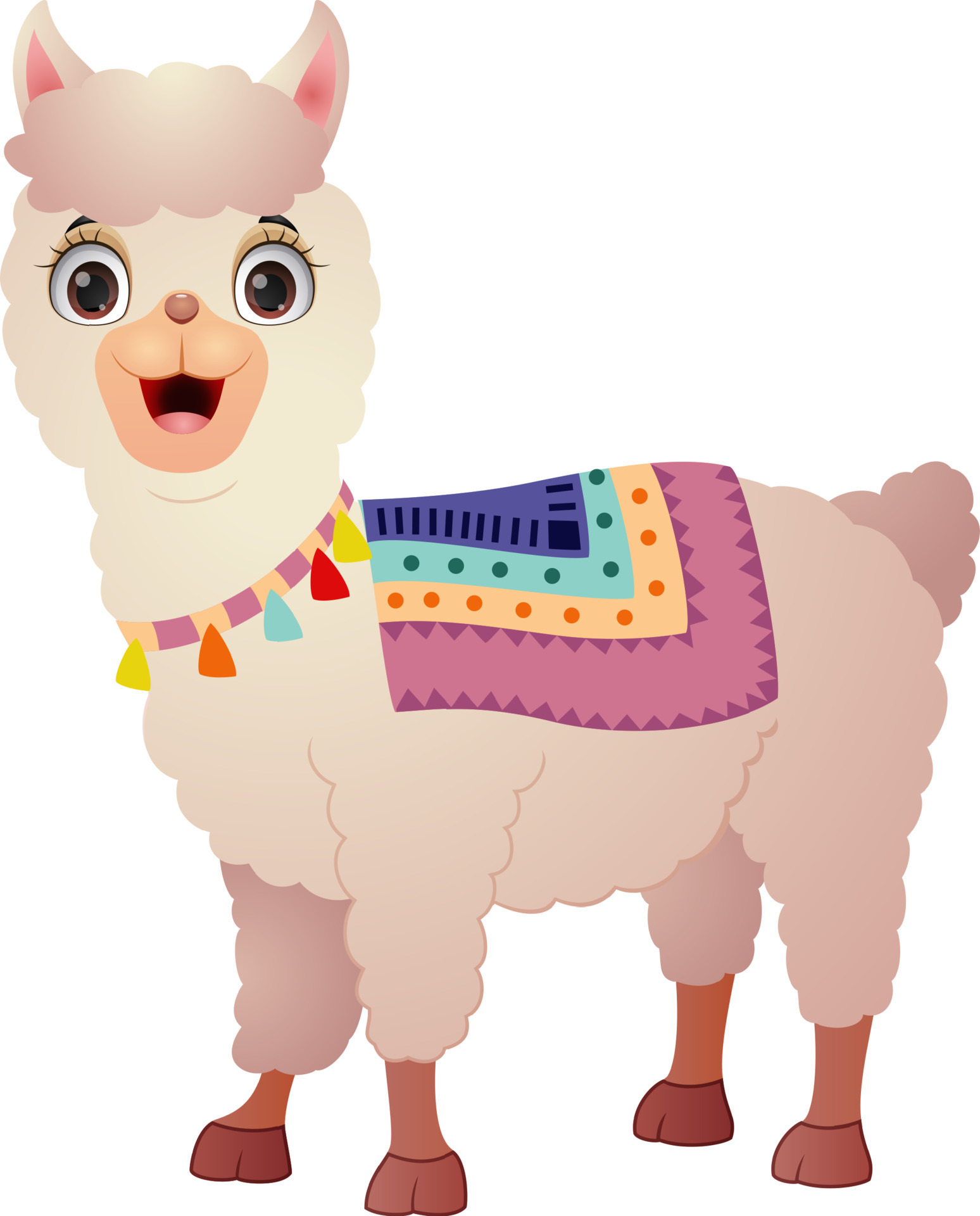 Cute llama on white background 16071235 Vector Art at Vecteezy