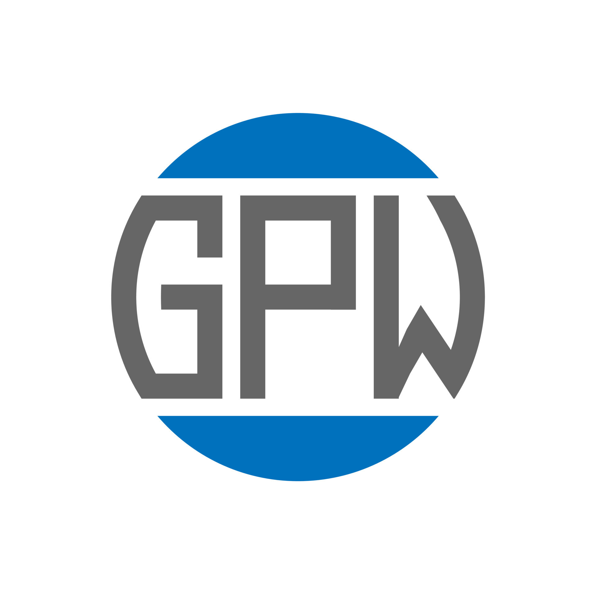 diseño de logotipo de letra gpw sobre fondo blanco. Concepto de logotipo de círculo de iniciales ...