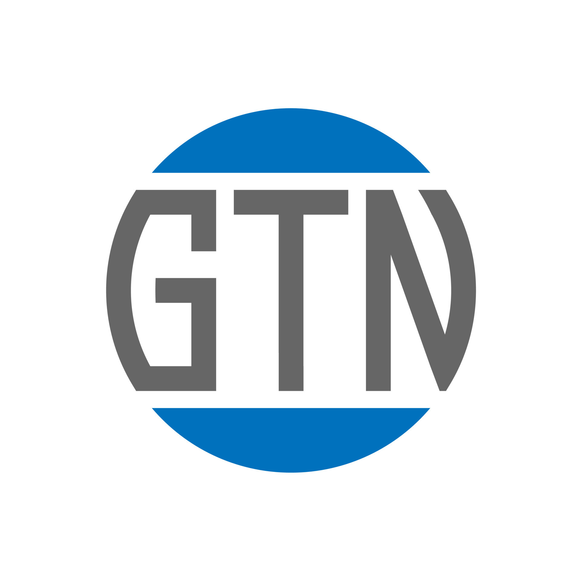 diseño de logotipo de letra gtn sobre fondo blanco. concepto de logotipo de círculo de iniciales ...