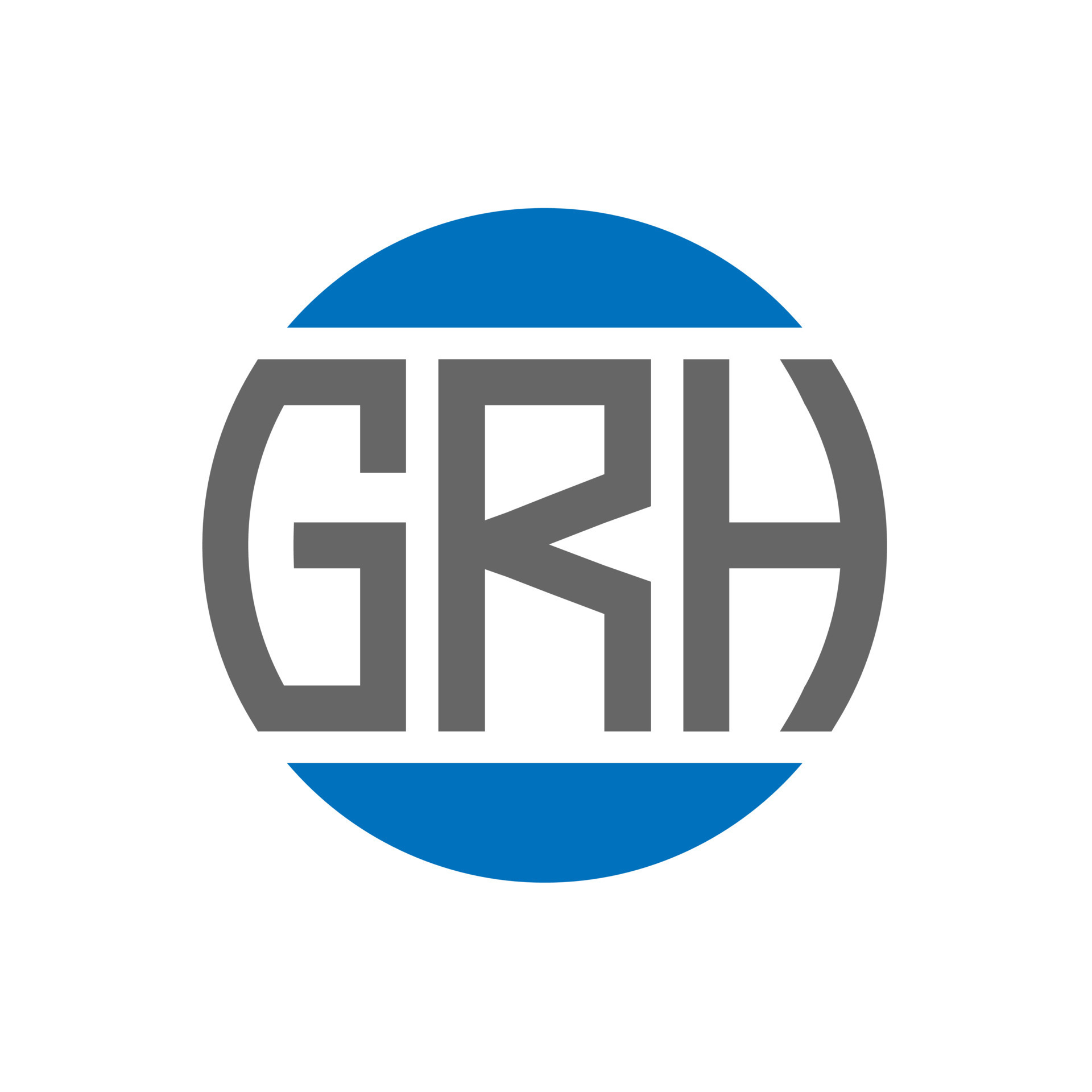 diseño de logotipo de letra grh sobre fondo blanco. concepto de logotipo de círculo de iniciales ...