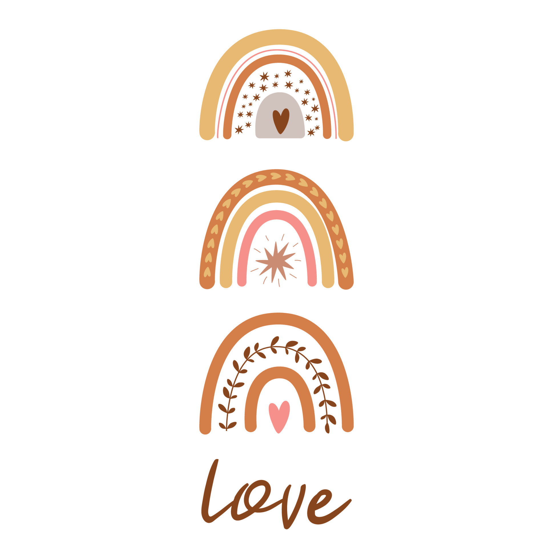 Boho rainbow set. Cute kids pastel rainbows set. Boho nursery wall art ...