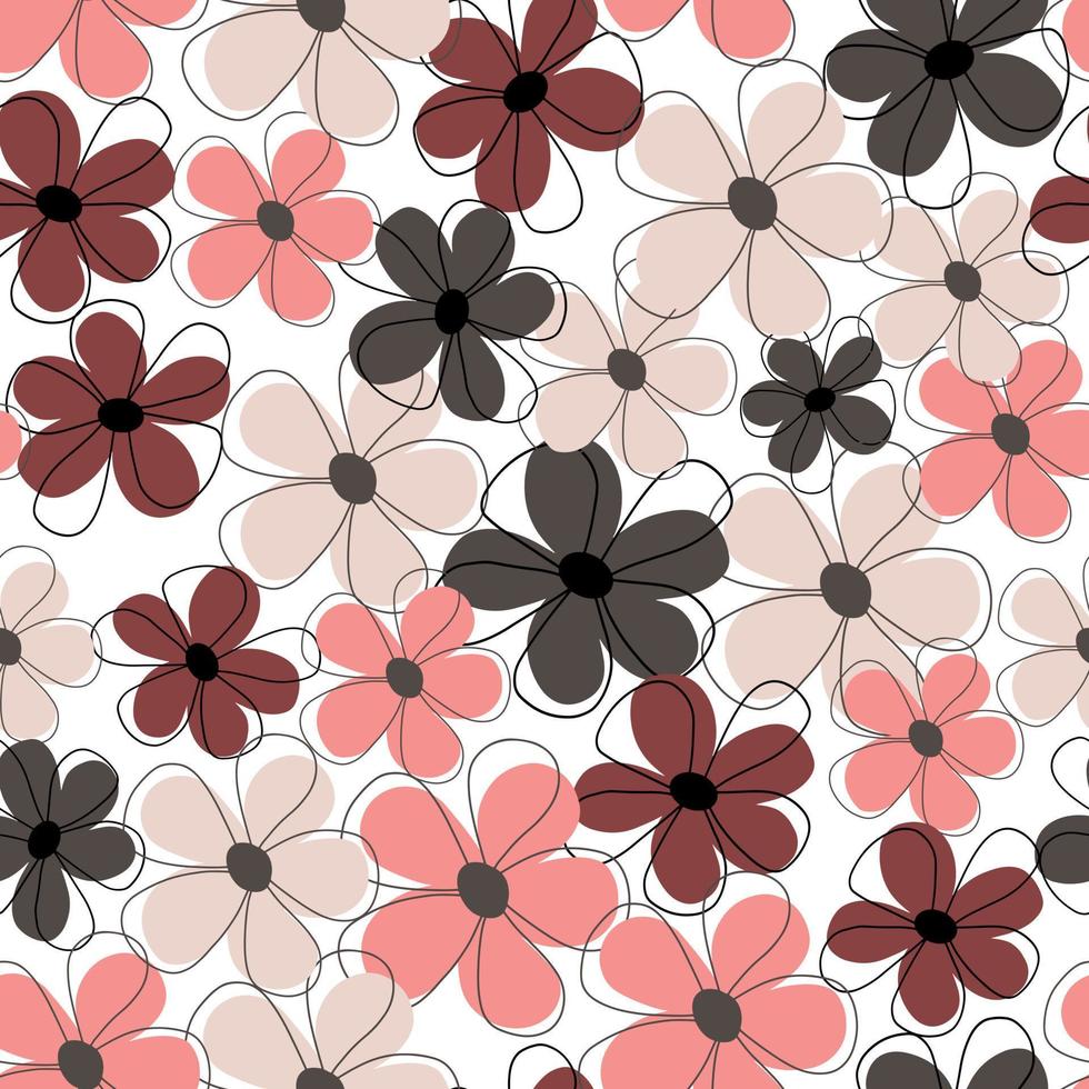 Seamless vector flower pattern with summer vibe. White flowers on the ... Seamless vector flower pattern with summer vibe. White flowers on the ...