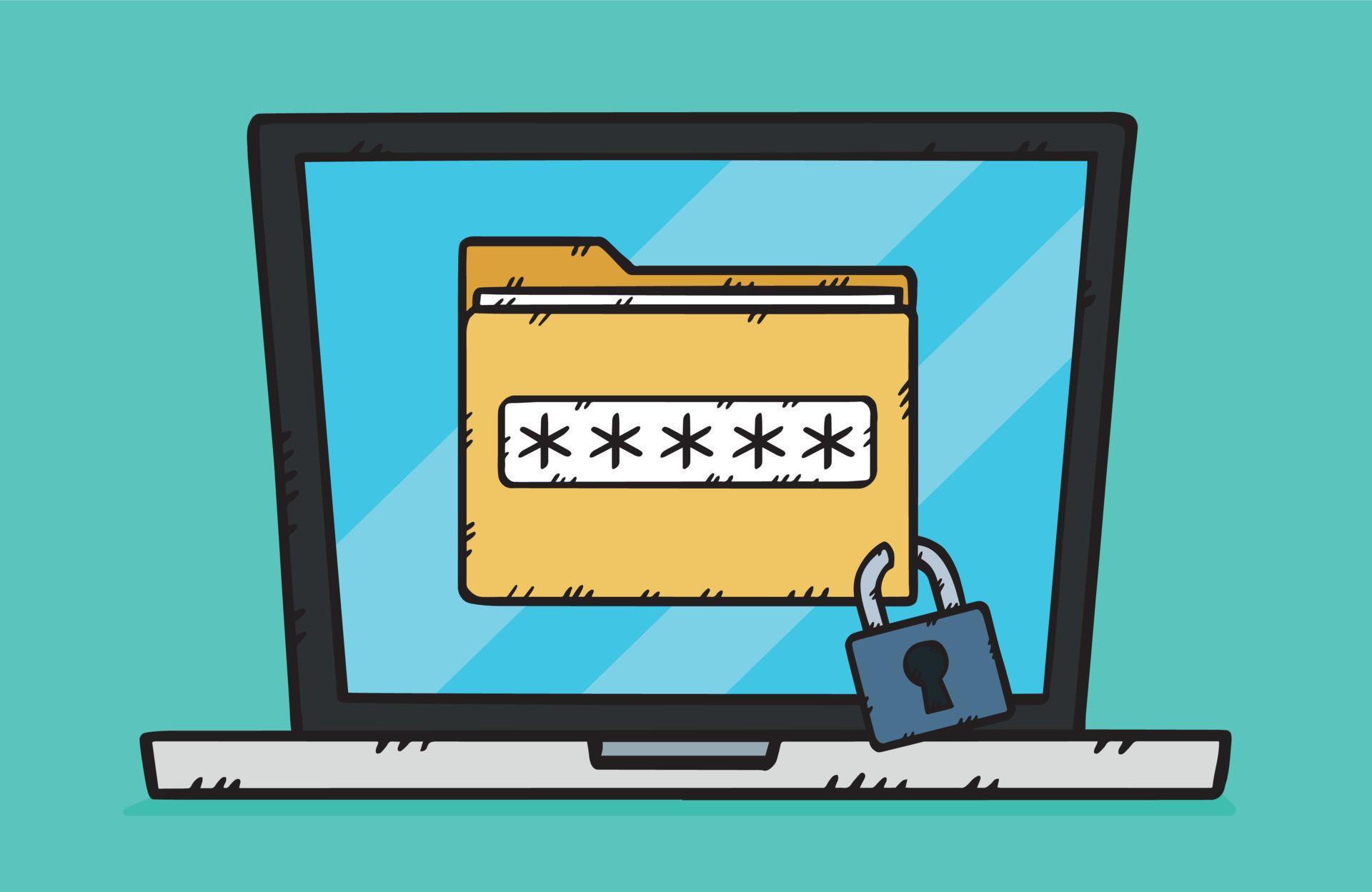 A Password Protected Folder File Is Displayed On The Tablets Screen The Tablet Is On A Table
