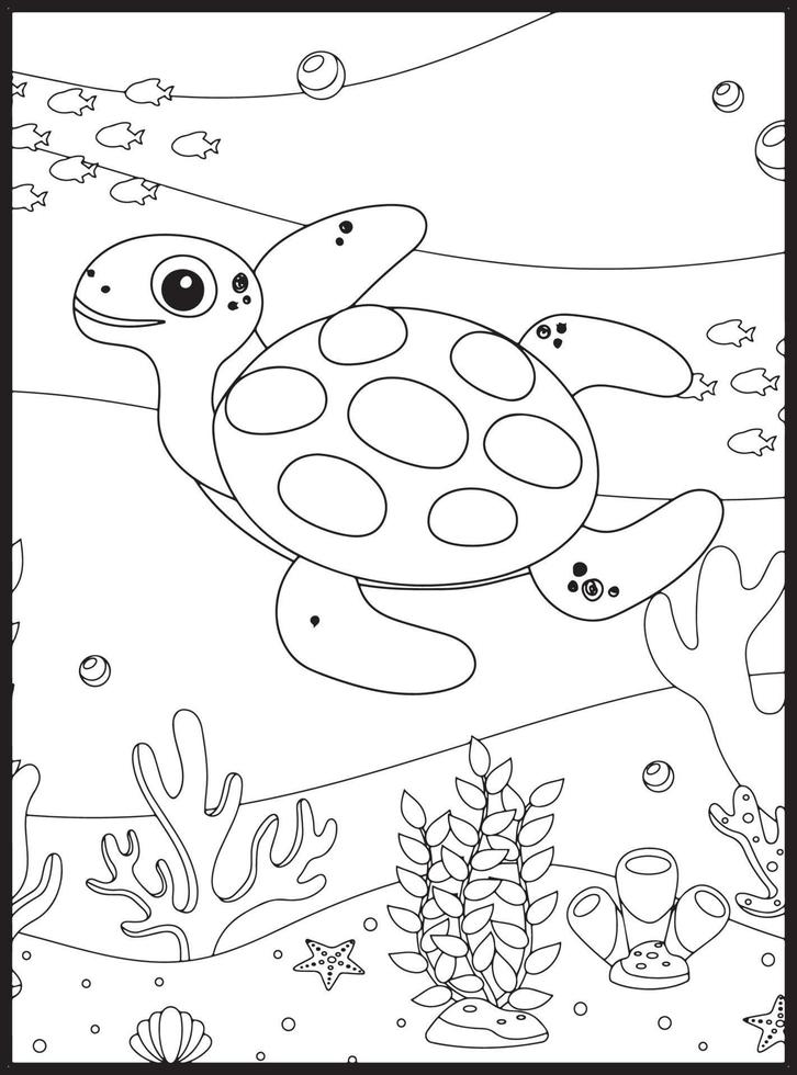 Ocean Animals Coloring Pages 16076569 Vector Art at Vecteezy