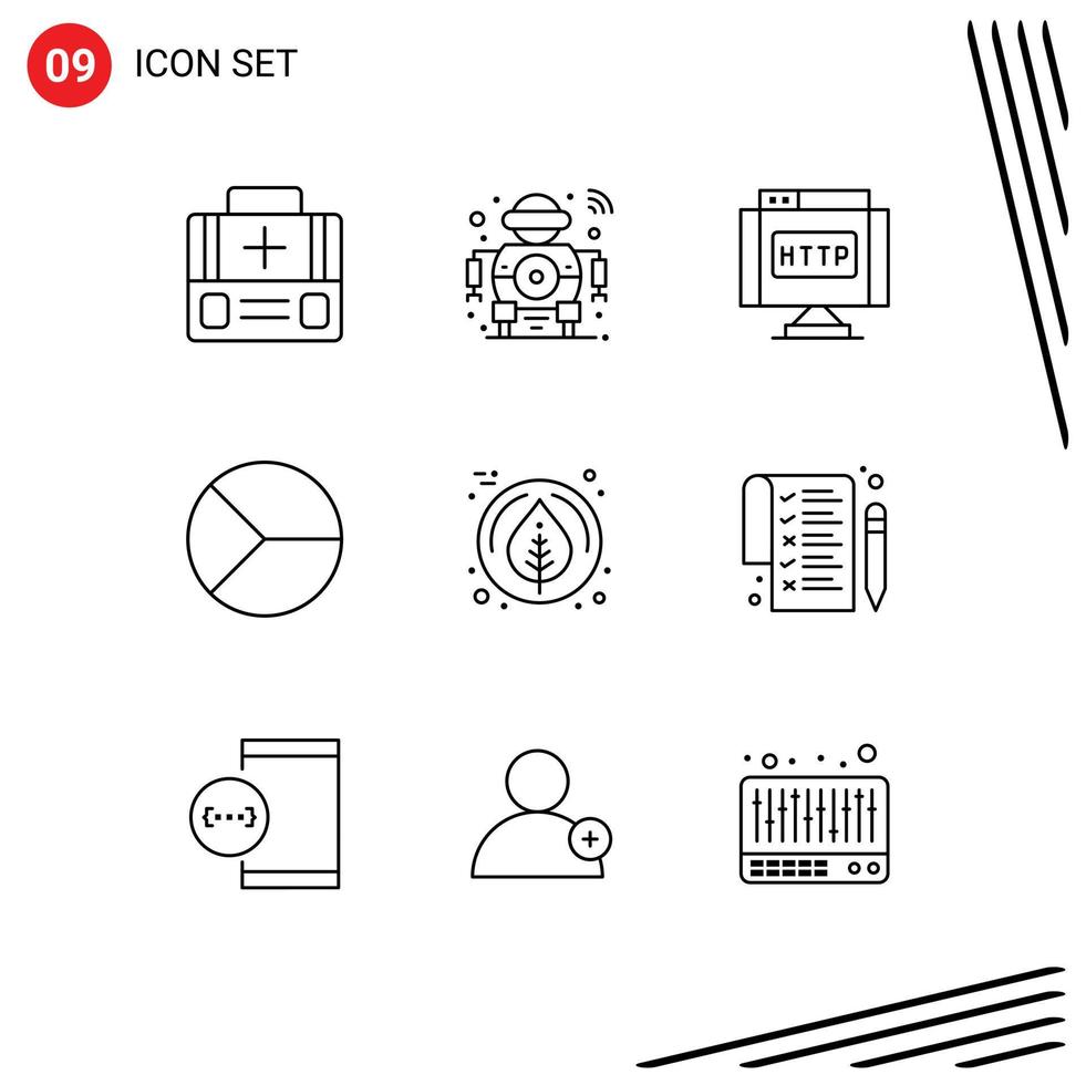 Pack Of 9 Creative Outlines Of Pie Finance Tech Chart Link Editable Vector Design Elements