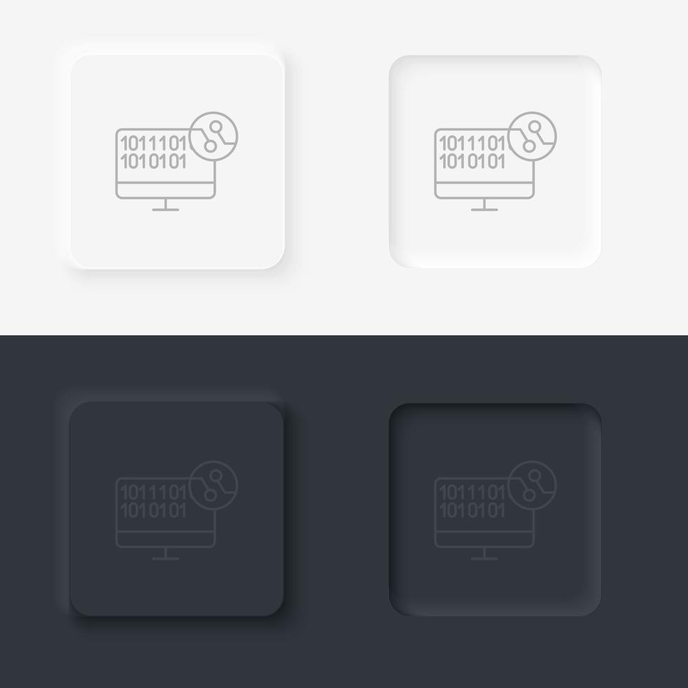 Ai, computer, code icon - Vector. Artificial intelligence neumorphic ...