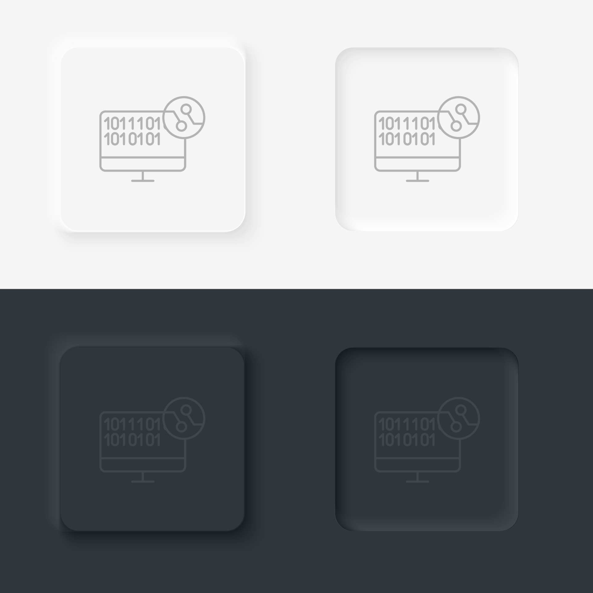 Ai, computer, code icon - Vector. Artificial intelligence neumorphic ...