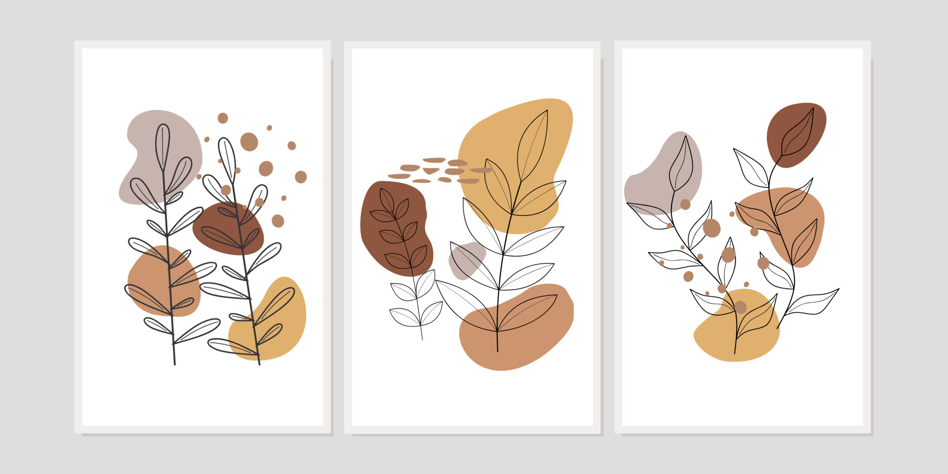 Modern abstract line floral in lines and arts background for wall ...