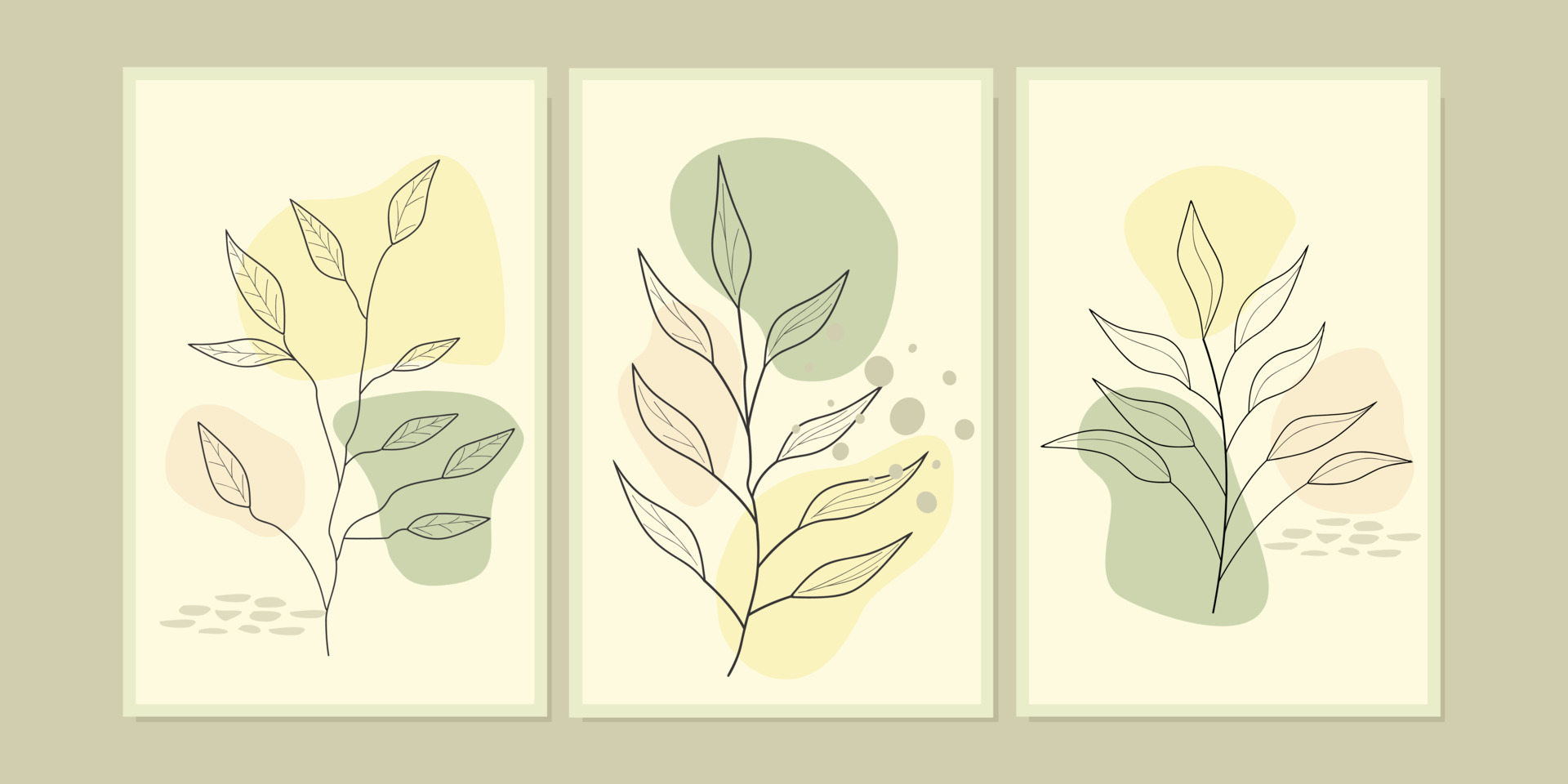 Modern abstract line floral in lines and arts background for wall ...