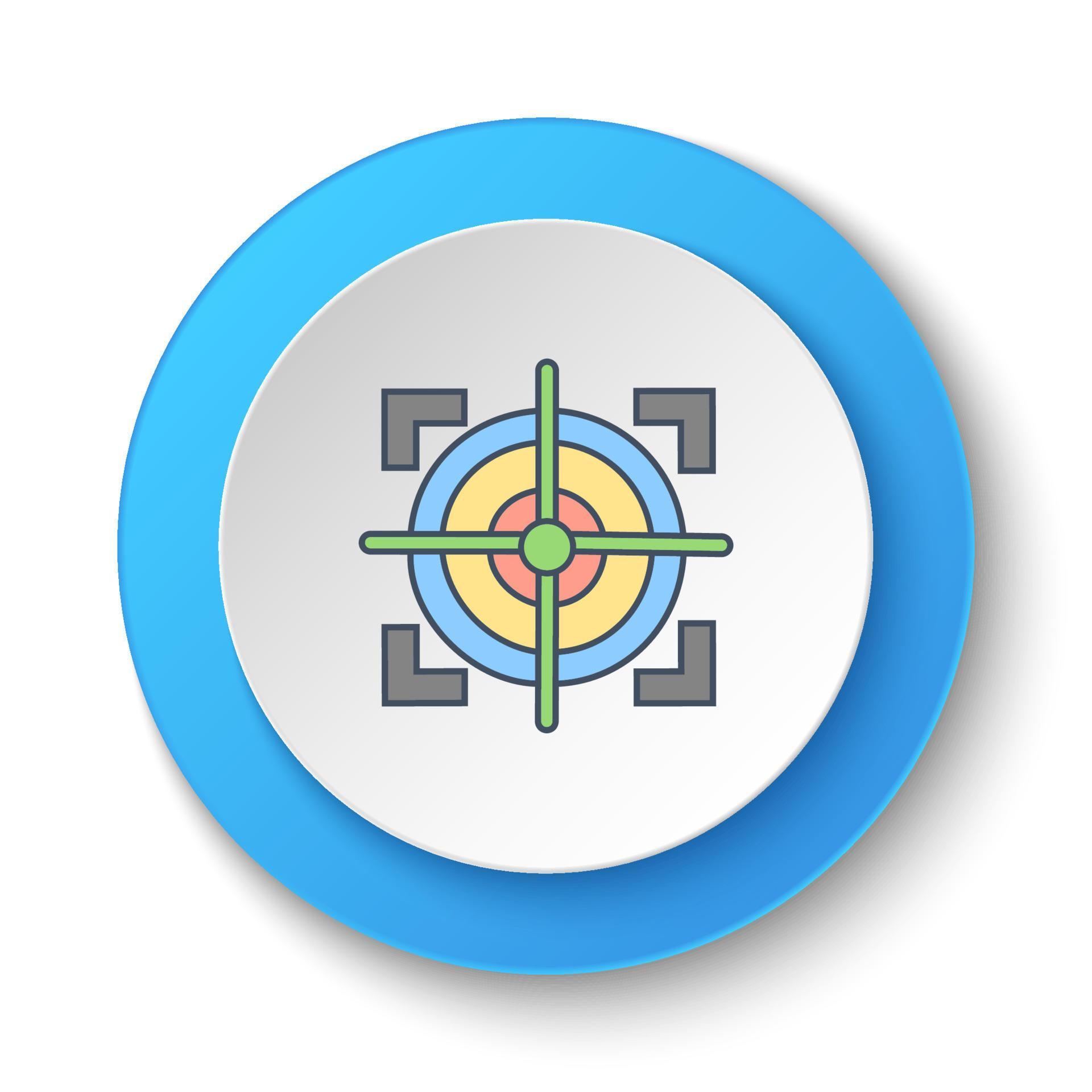 Round button for web icon. Target, sniper, objective. Button banner round, badge interface for ...