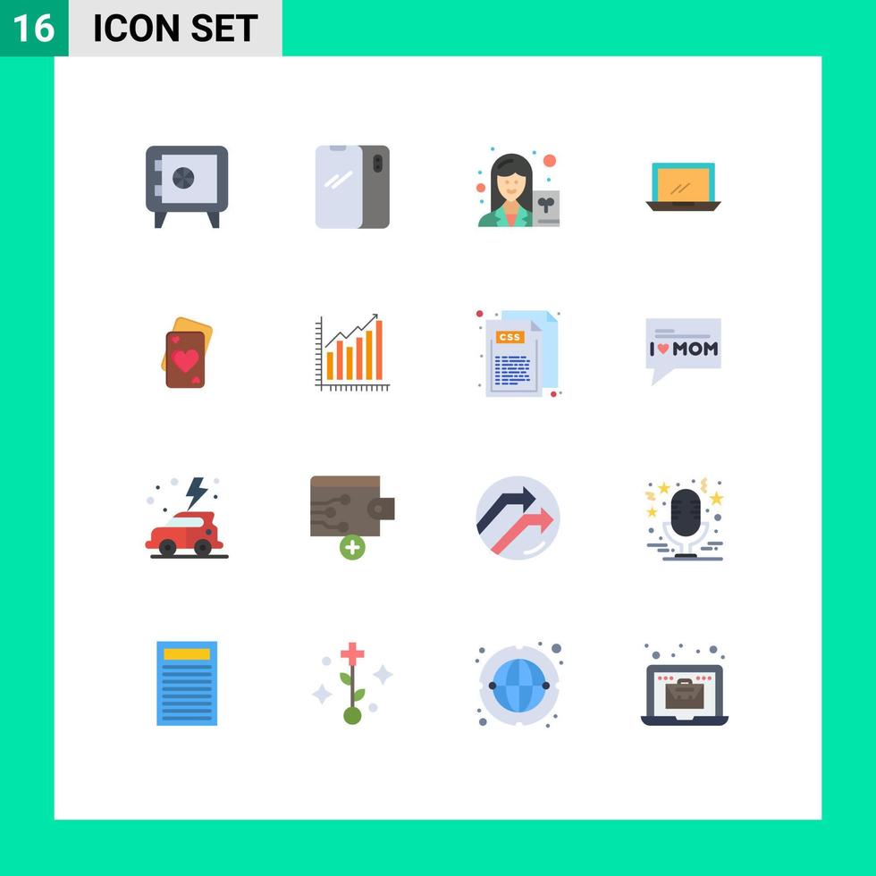 Set Of 16 Modern Ui Icons Symbols Signs For Card Hardware Female Device Computer Editable Pack