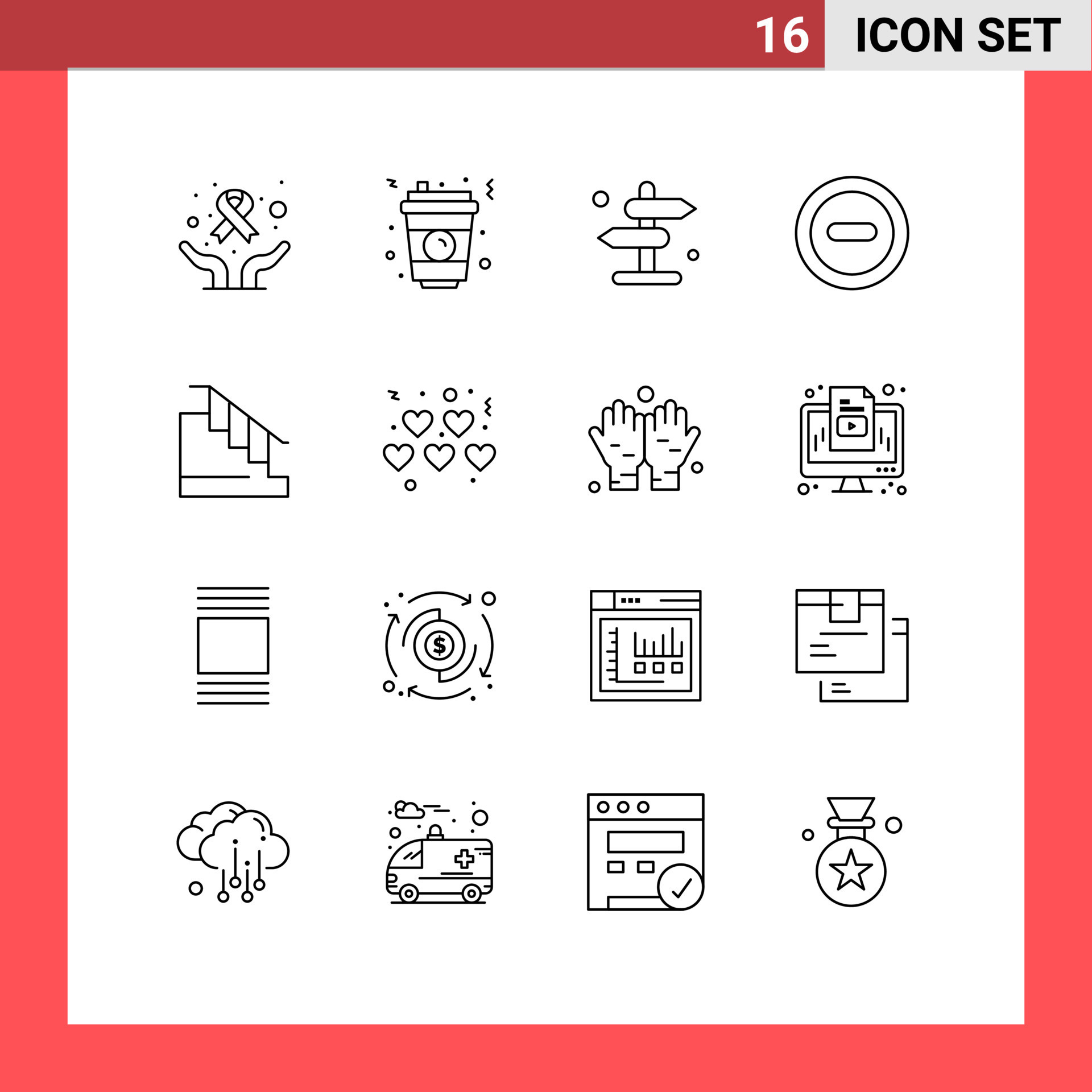 Editable Vector Line Pack Of 16 Simple Outlines Of Home Construction