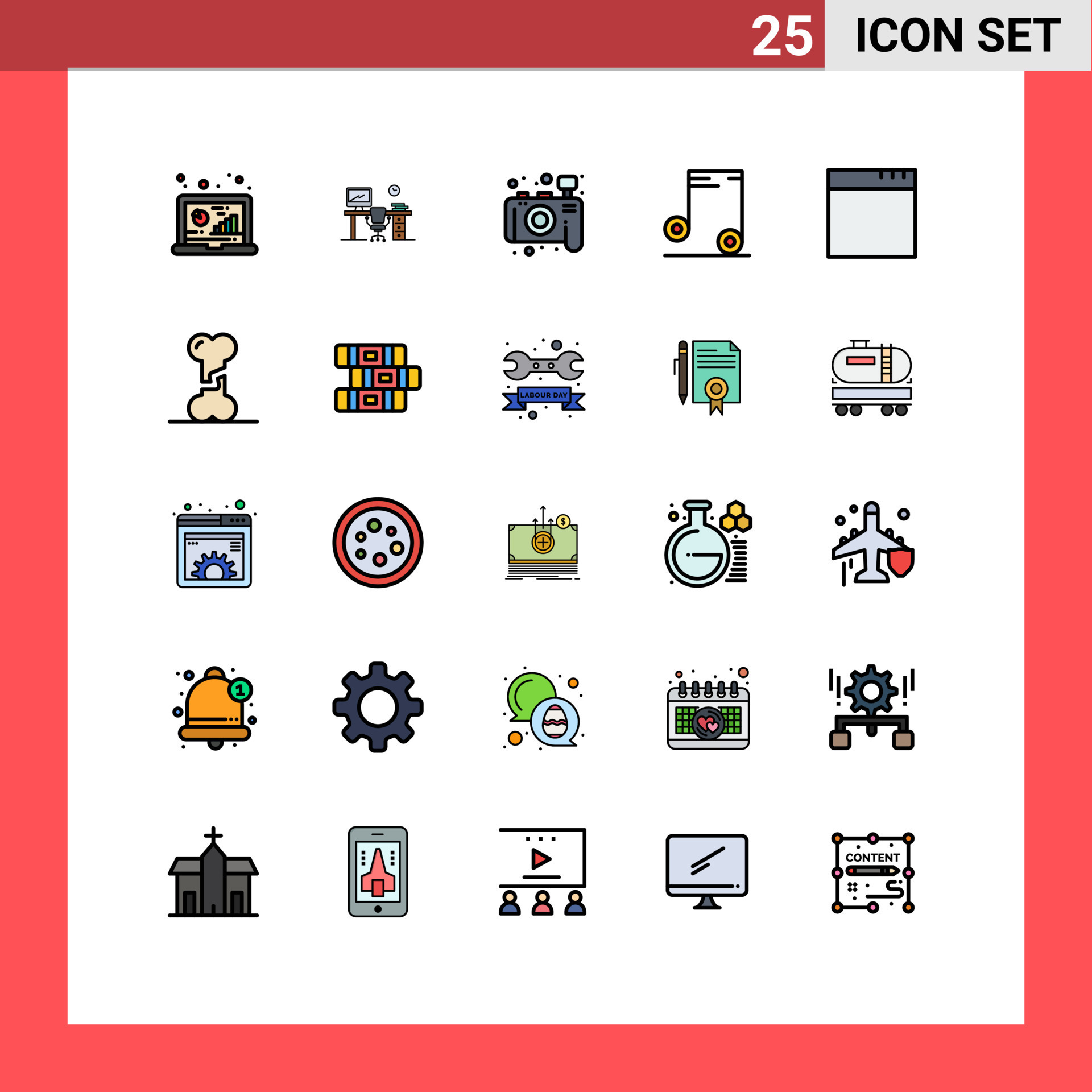 Set Of 25 Modern Ui Icons Symbols Signs For Windows School Office Table