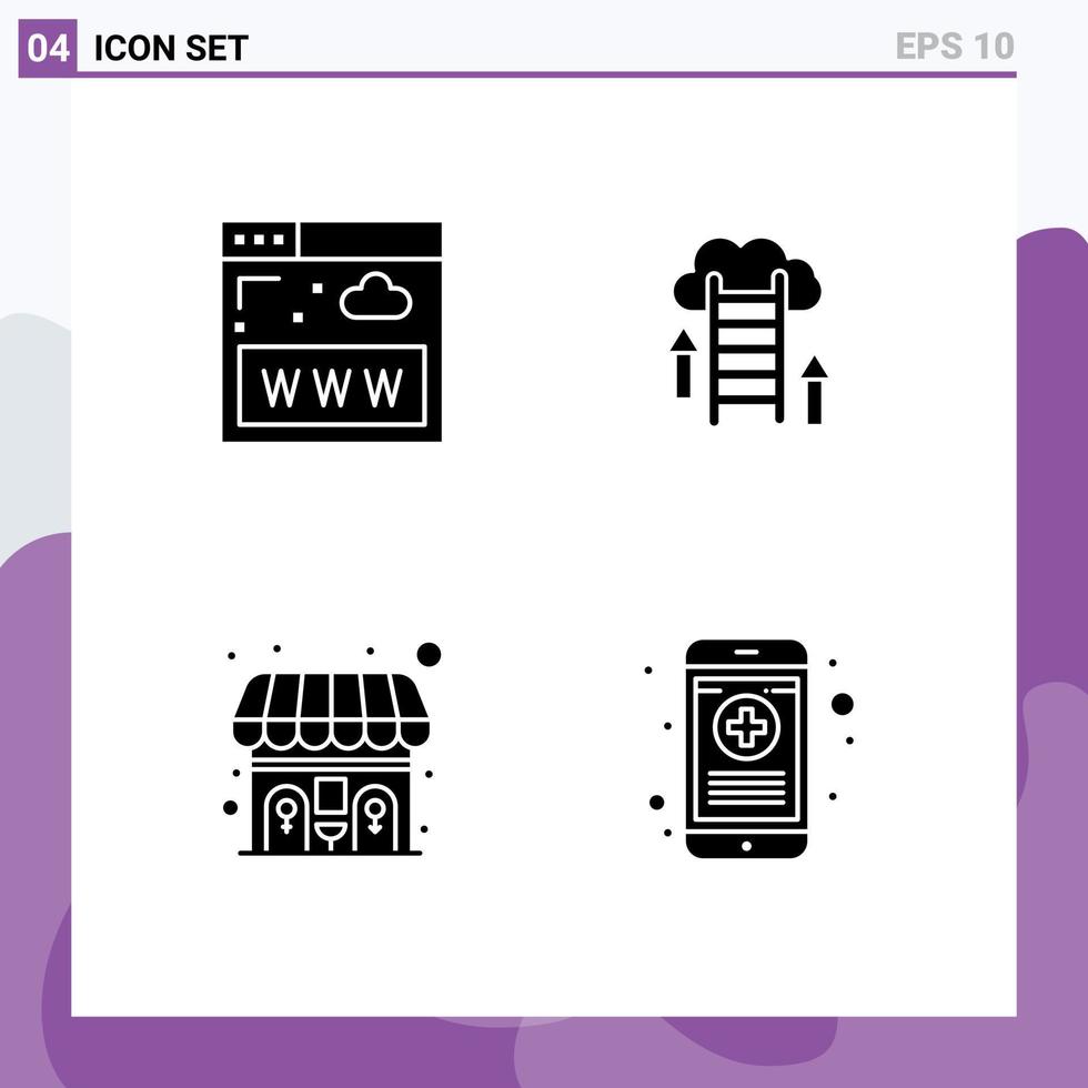 Group of 4 Solid Glyphs Signs and Symbols for communications public www upload wc Editable ...