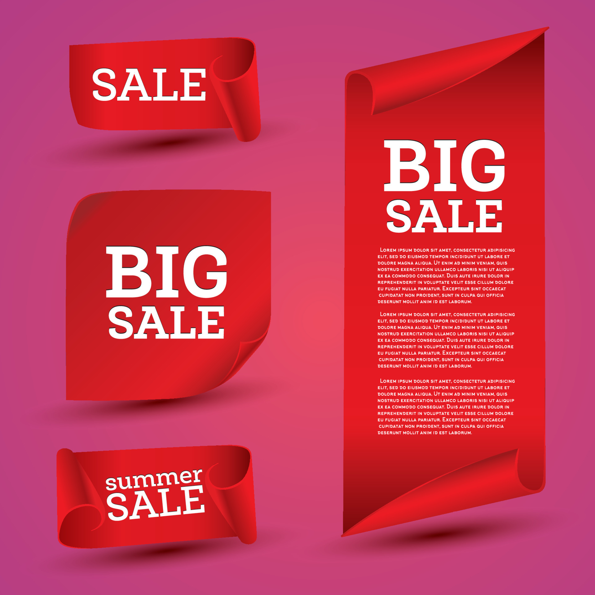 Big Sale Banner Set Ribbon 16085544 Vector Art At Vecteezy