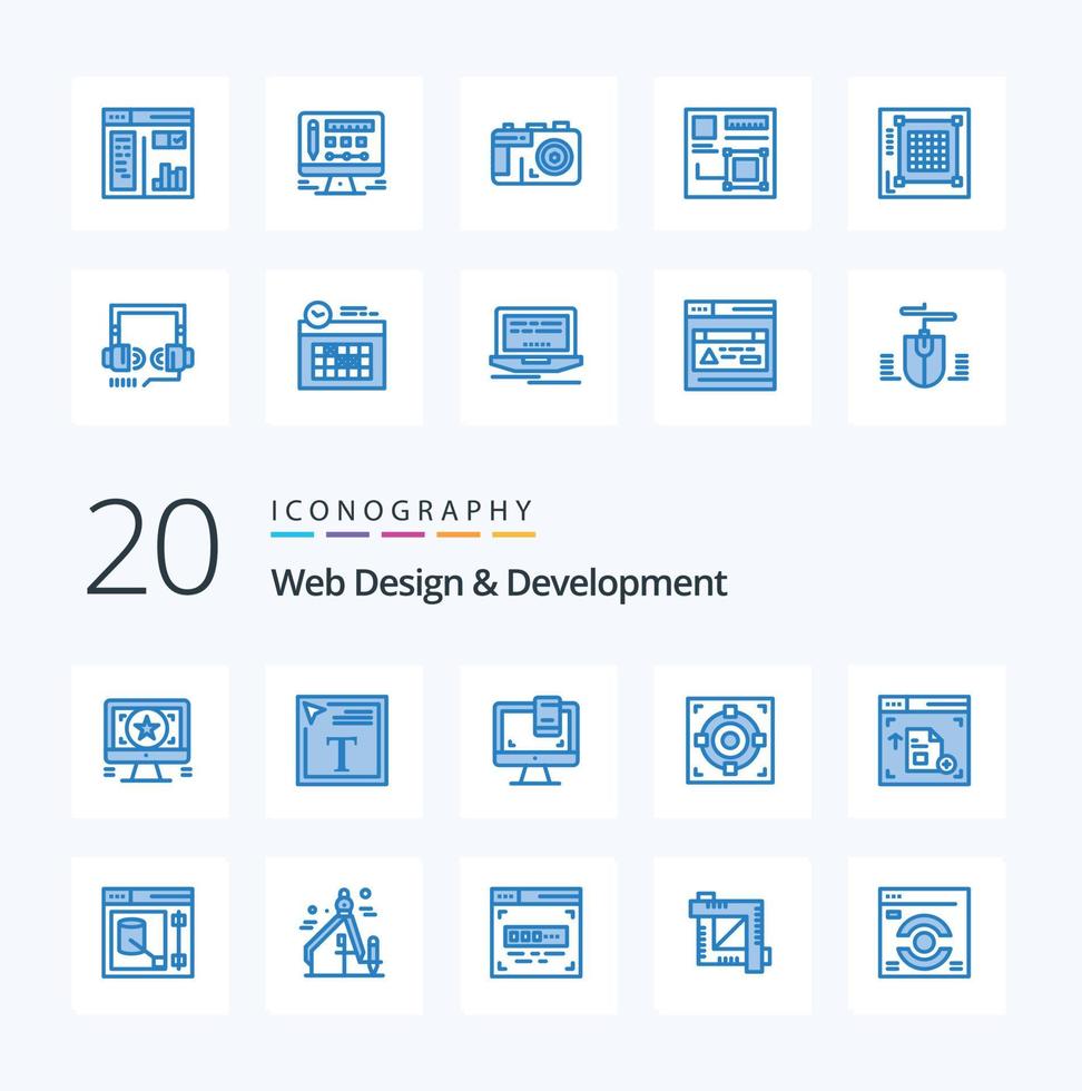 Paquete de 20 iconos de color azul de diseño y desarrollo web como ... Paquete de 20 iconos de color azul de diseño y desarrollo web como ...