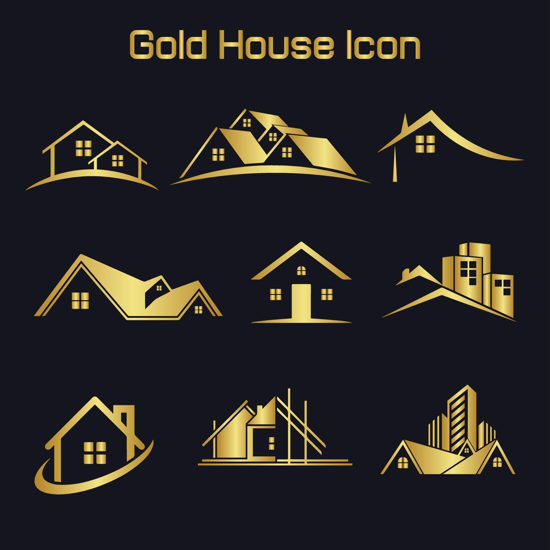Golden house logo icon, Home Logo Design, 16086806 Vector Art at Vecteezy