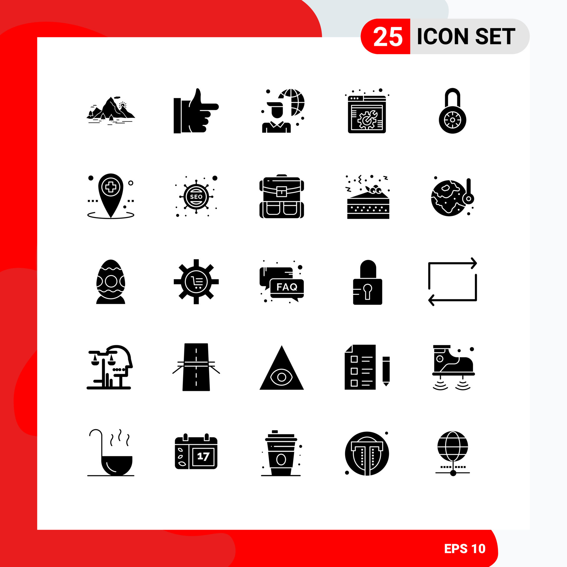 Set Of 25 Modern Ui Icons Symbols Signs For Padlock Webpage Internet Web Setting Spanner