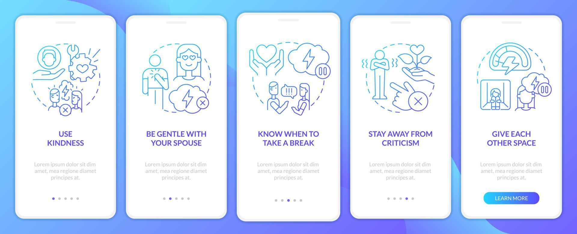 Solving Marital Problems Blue Gradient Onboarding Mobile App Screen