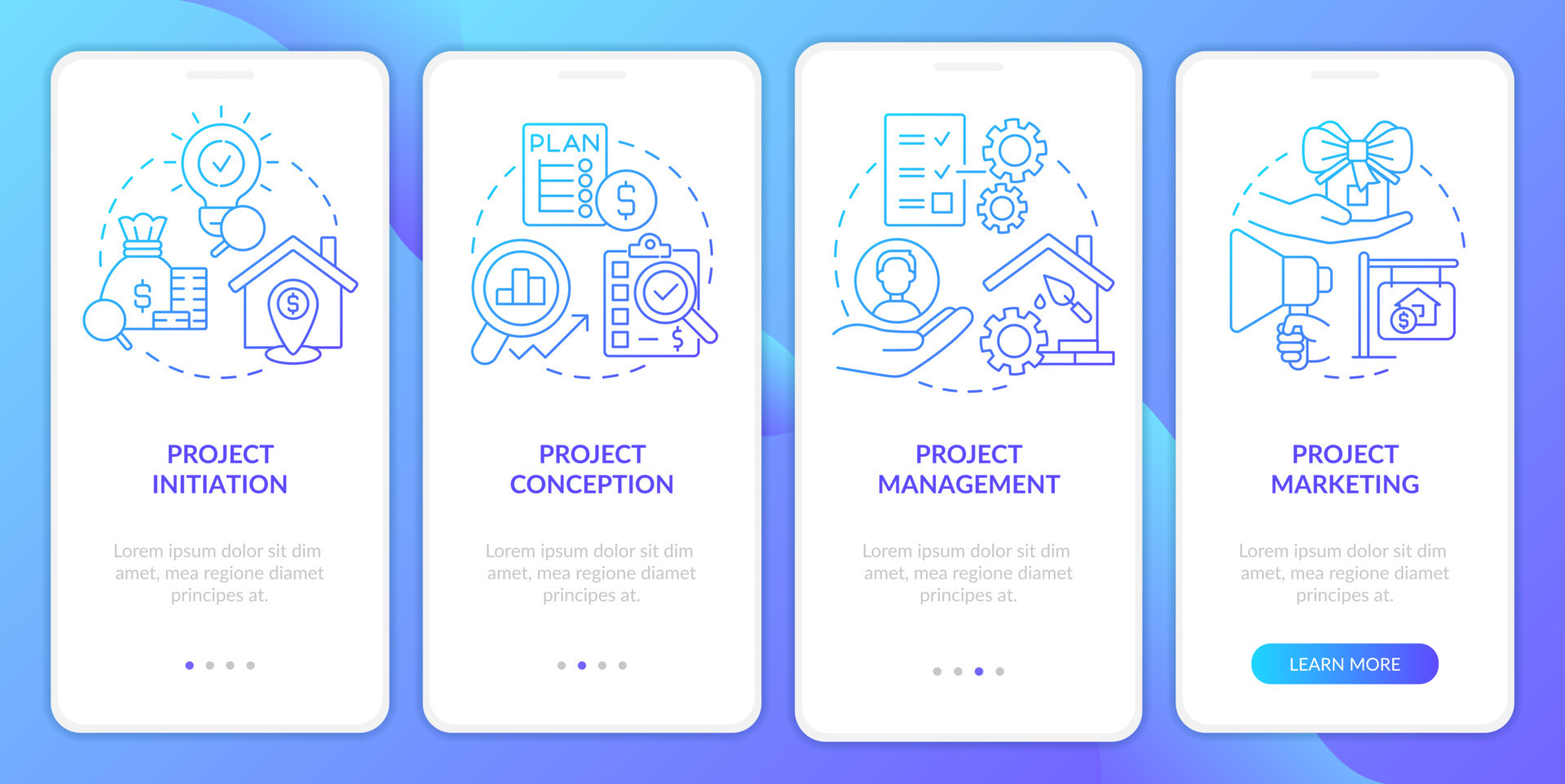 Developing Real Estate Projects Blue Gradient Onboarding Mobile App Screen 16089719 Vector Art