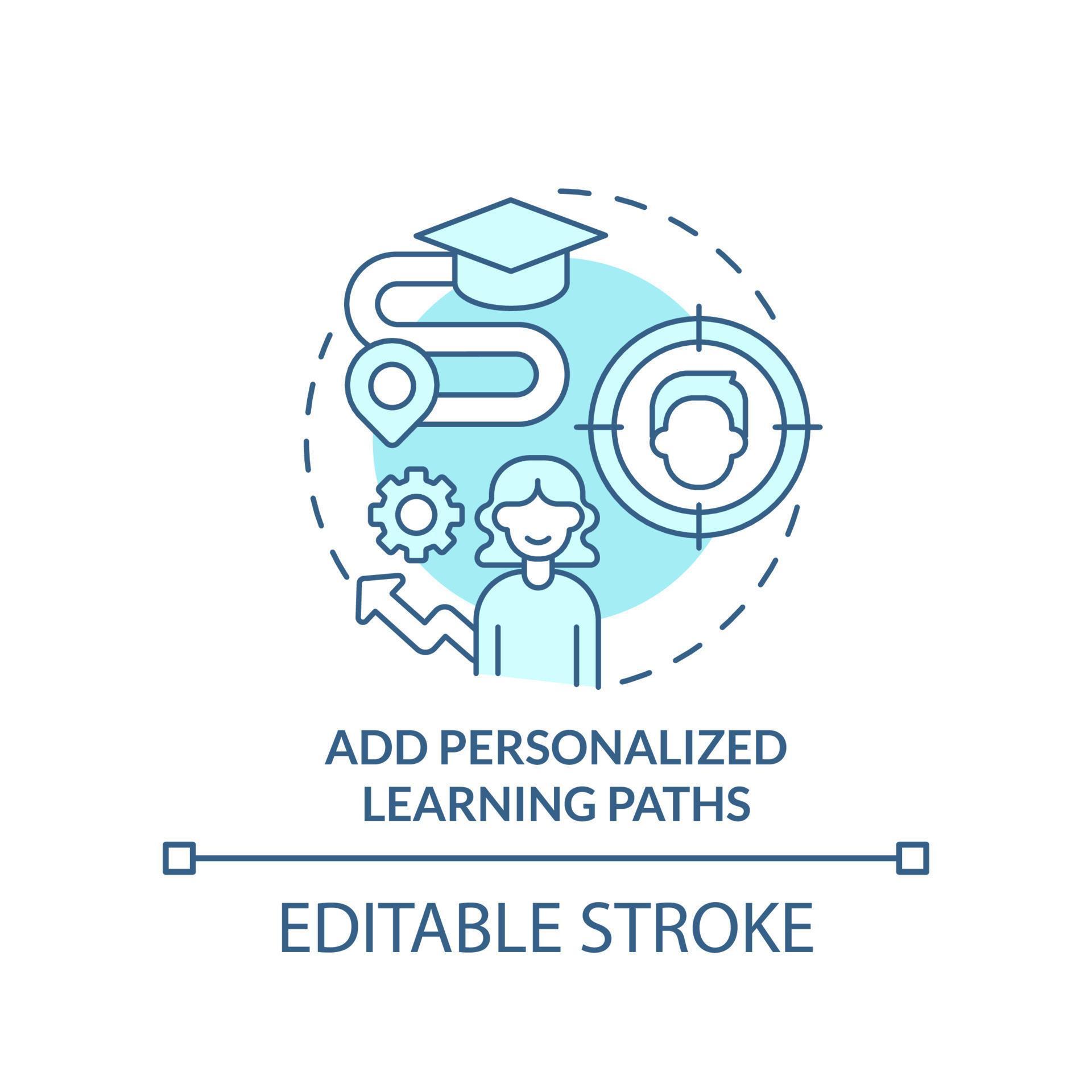 Add personalized learning paths turquoise concept icon. Improve online ...
