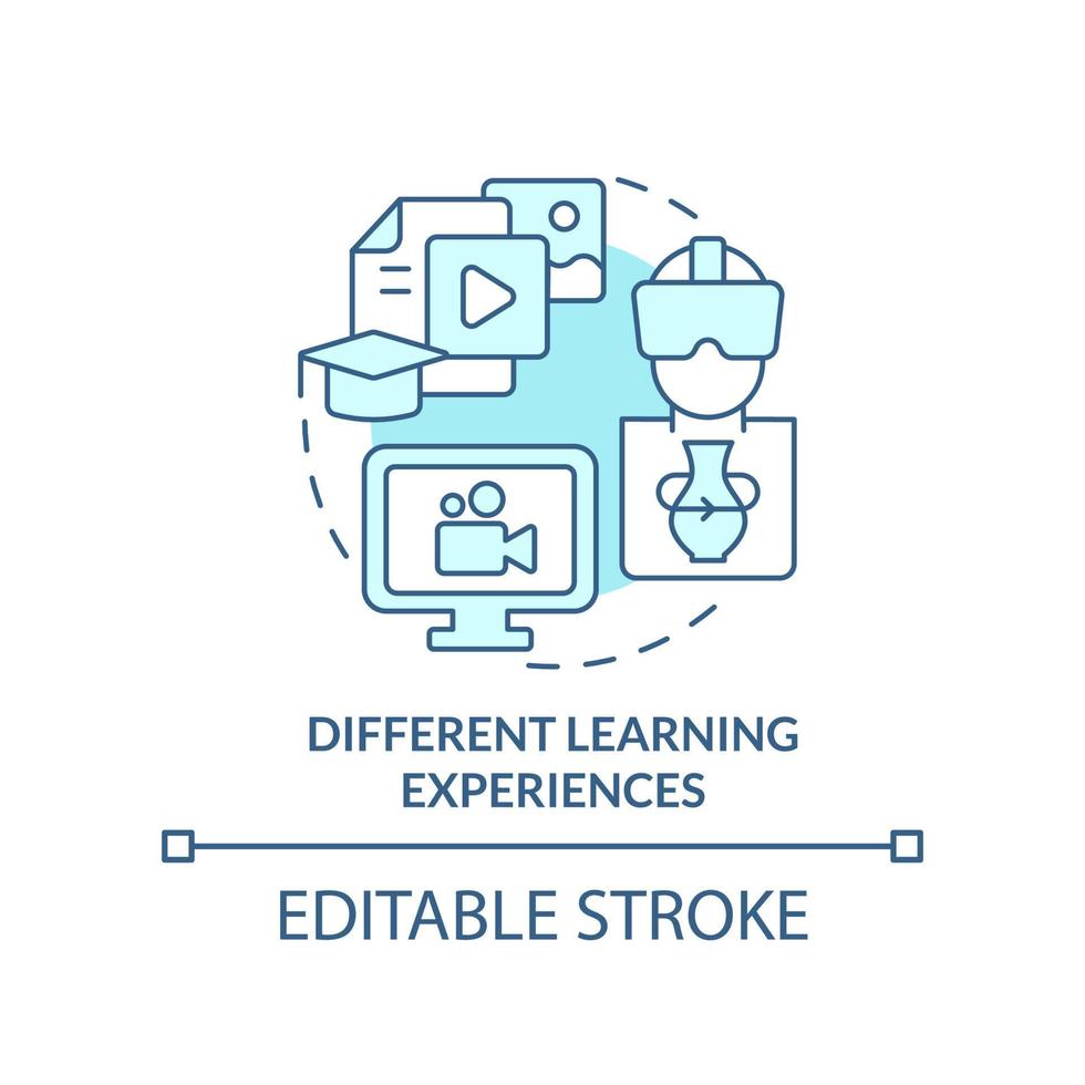 Different learning experiences turquoise concept icon. Online corporate training abstract idea ...