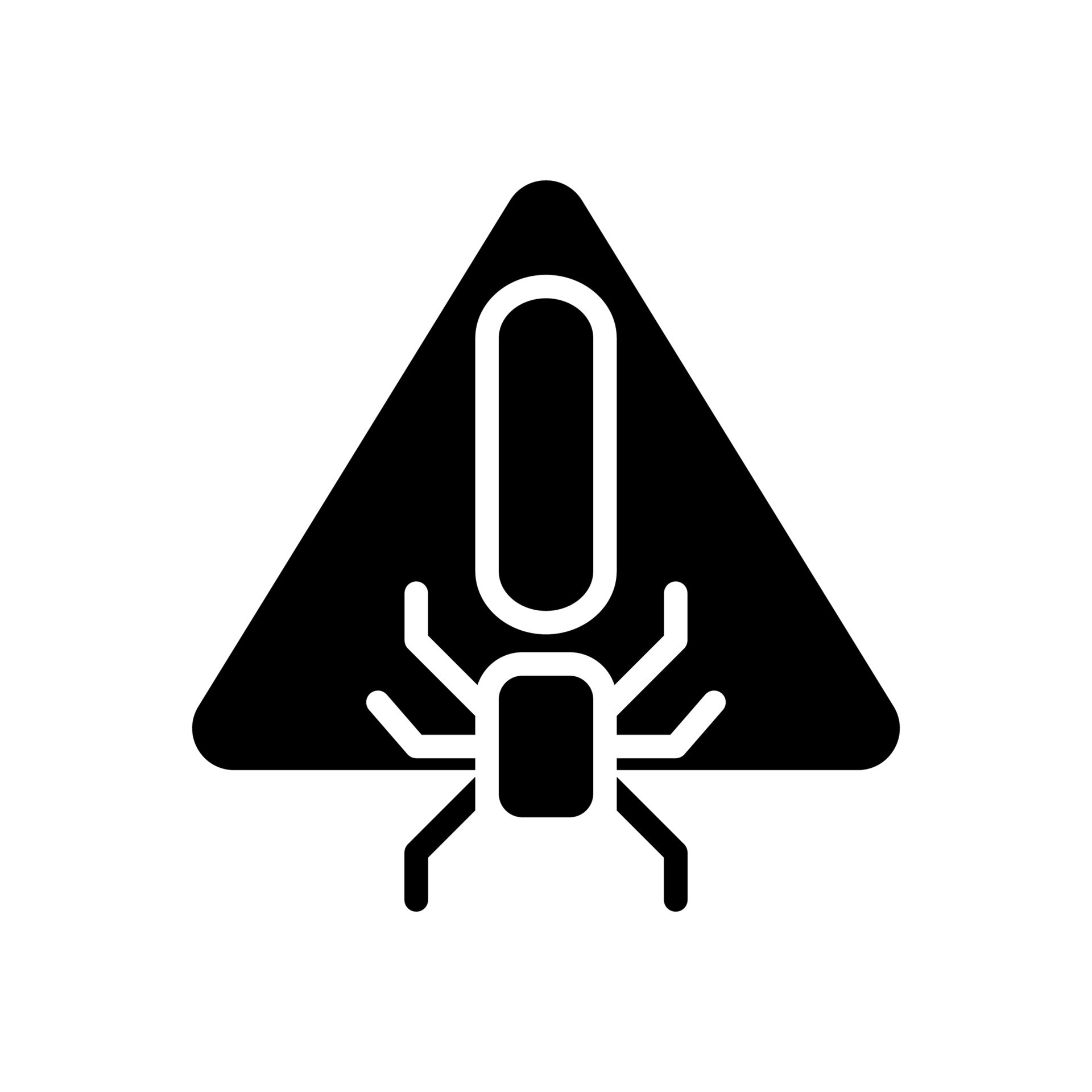 Virus Warning Black Glyph Icon Malicious Software Antivirus Program Precaution Computer