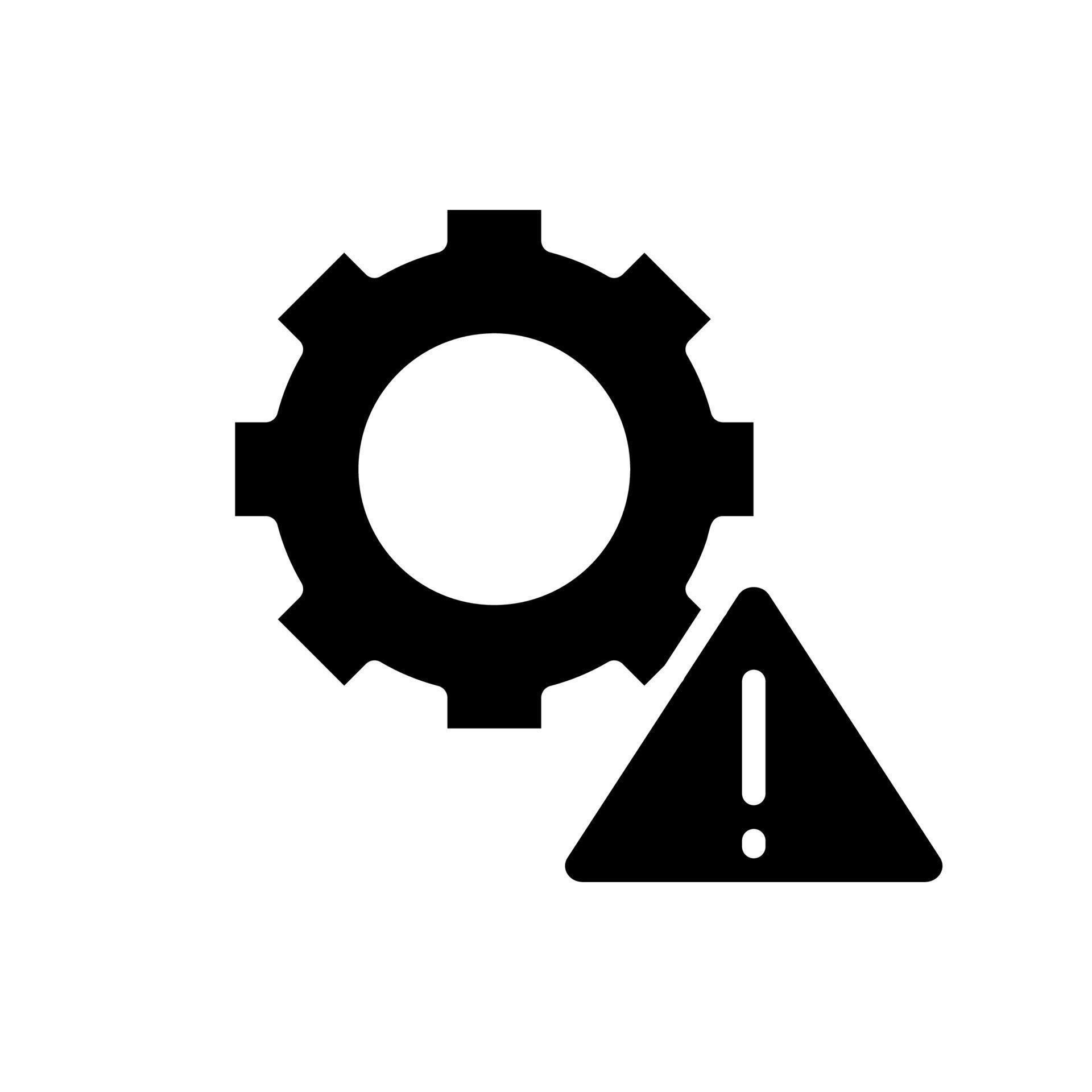 Technical Warning Black Glyph Icon Program Settings Issue Device Configuration Problem