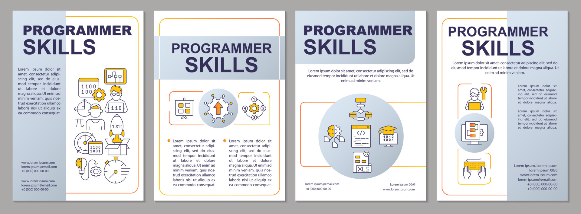 Programmer skills grey brochure template 16090044 Vector Art at Vecteezy