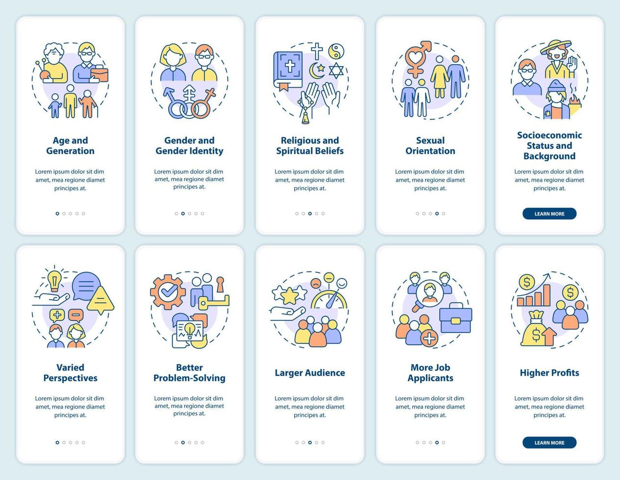 Diversity And Inclusion Onboarding Mobile App Screen Set 16090048 Vector Art At Vecteezy