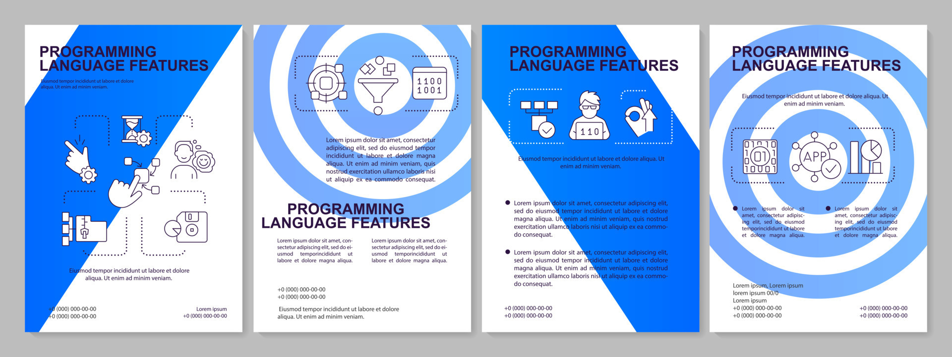 Programming Language Features Blue Brochure Template 16090096 Vector