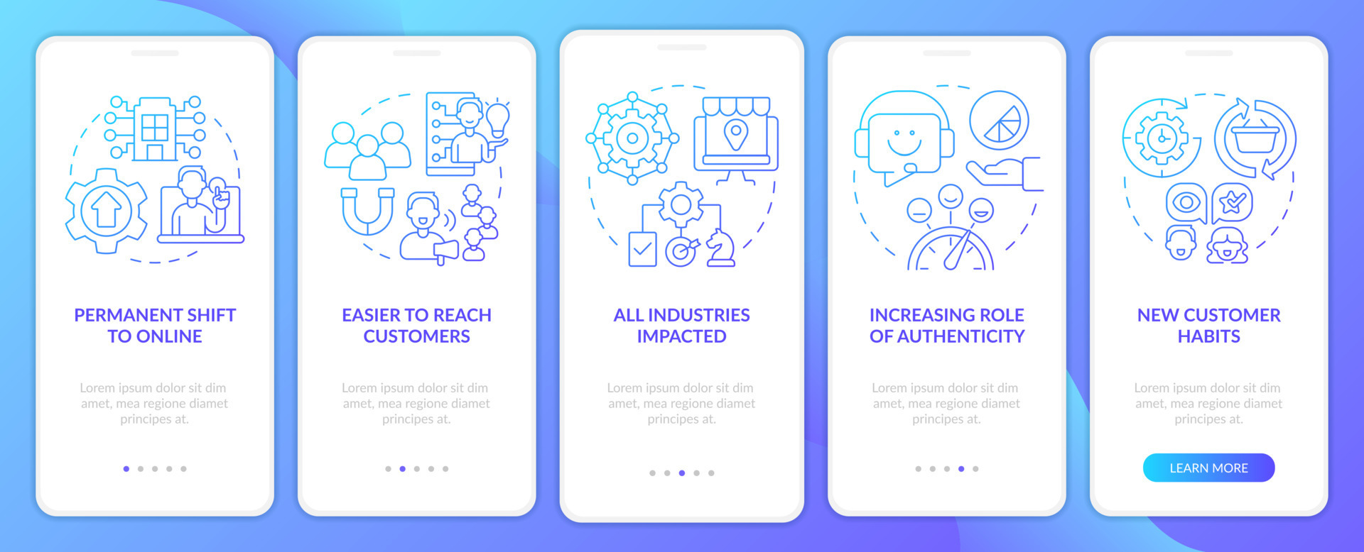 Digital First Mindset Is Essential Blue Gradient Onboarding Mobile App Screen 16090211 Vector