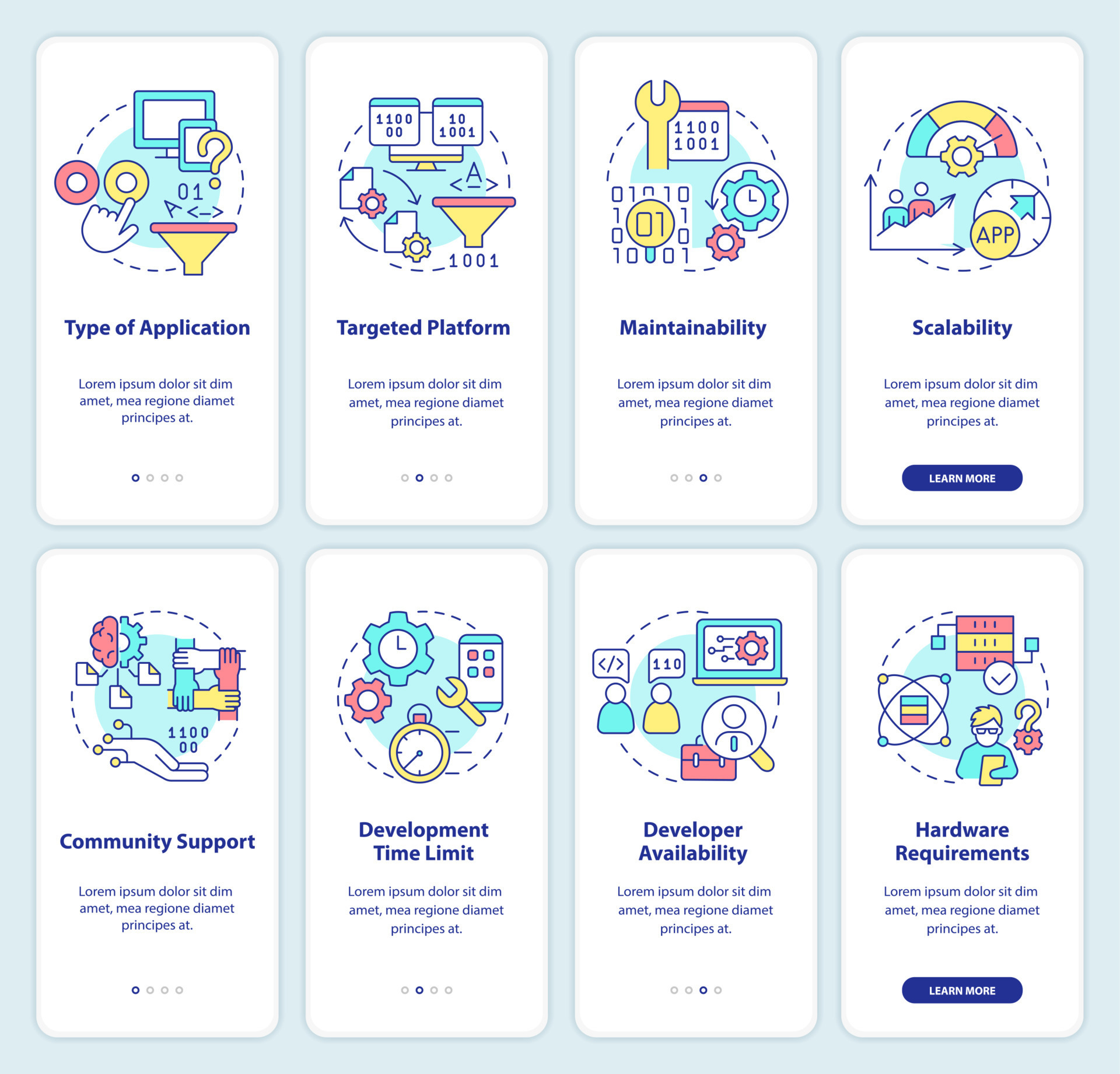 Programming Language Choice Onboarding Mobile App Screen Set 16090276 Vector Art At Vecteezy