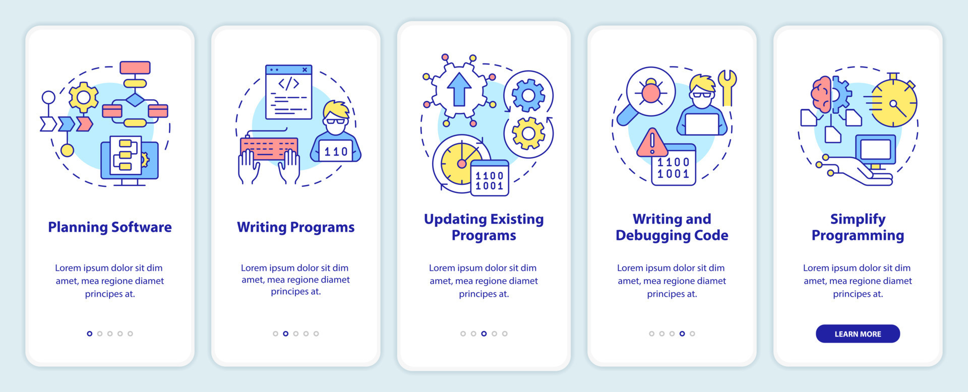 Programming Skills Onboarding Mobile App Screen 16090285 Vector Art At