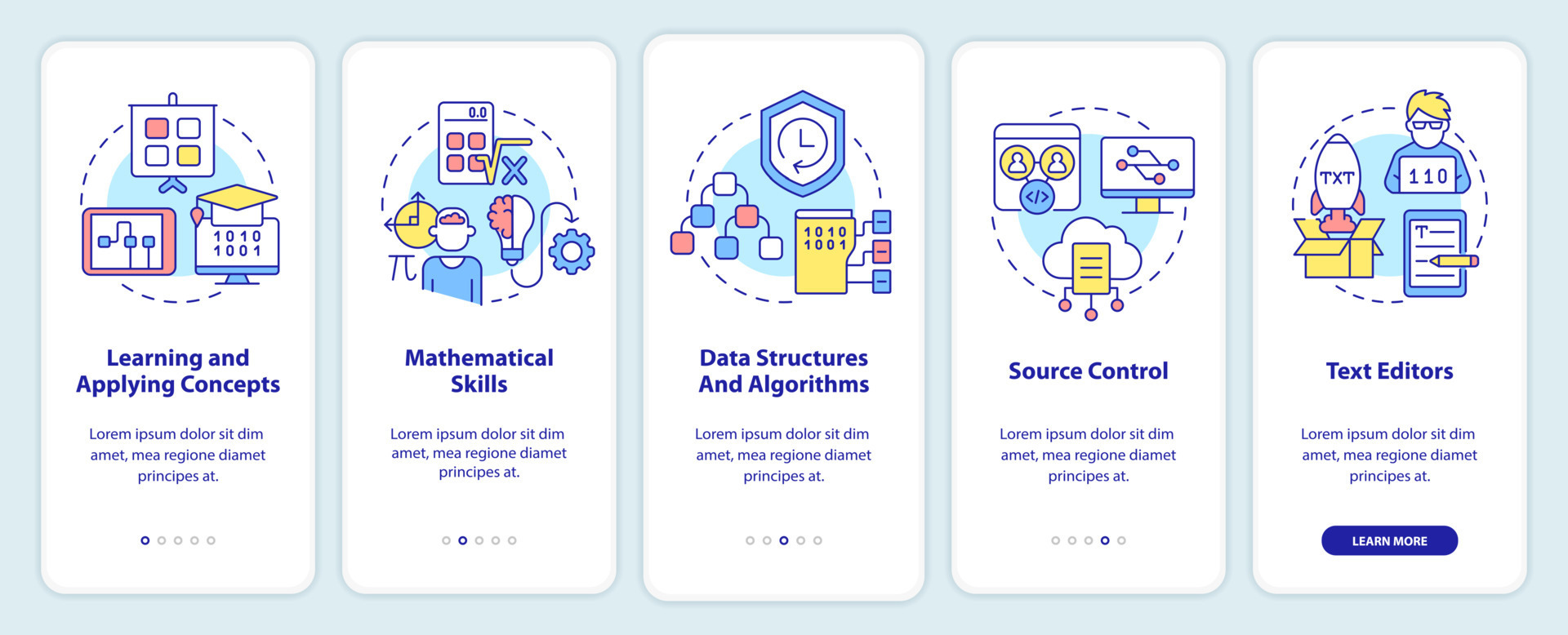 Program Development Skills Onboarding Mobile App Screen 16090295 Vector