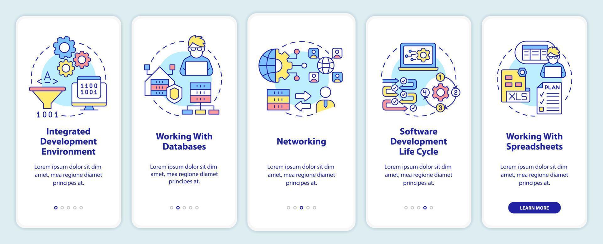 Program building skills onboarding mobile app screen 16090296 Vector Art at Vecteezy